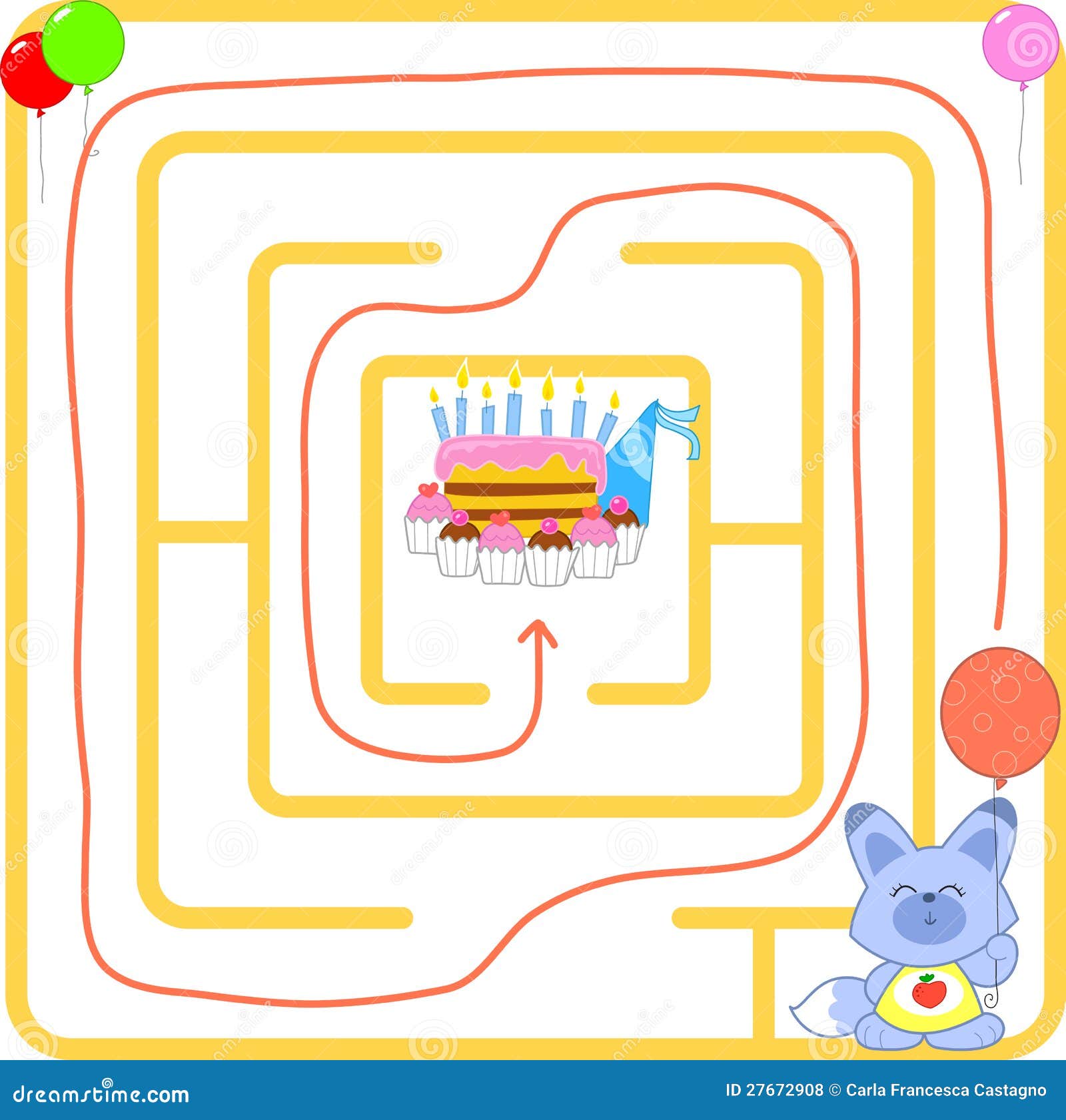 Birthday party maze vector stock vector. Illustration of labyrinth ...