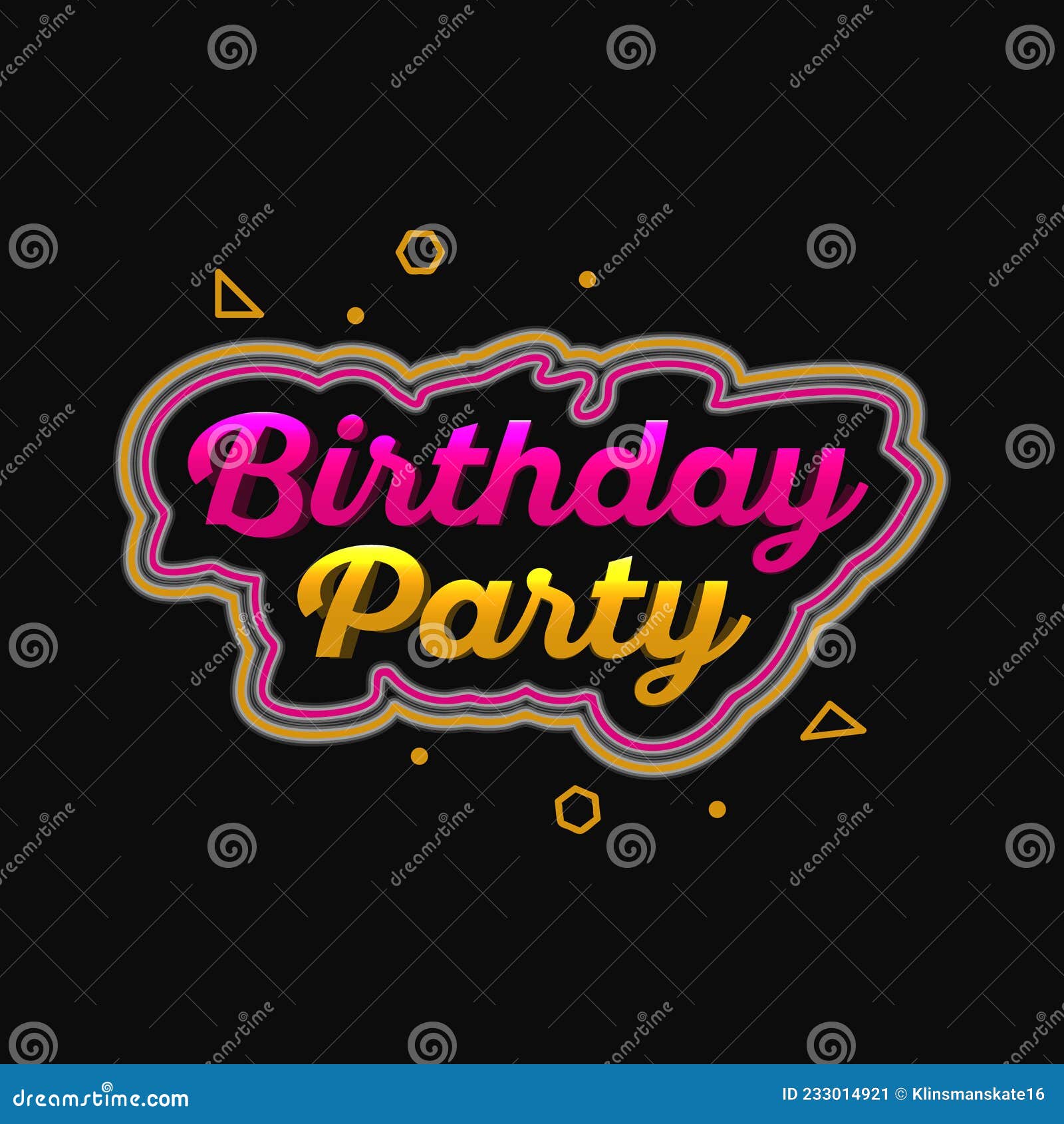 Birthday Party Neon Text Graphic Design Stock Vector - Illustration of ...