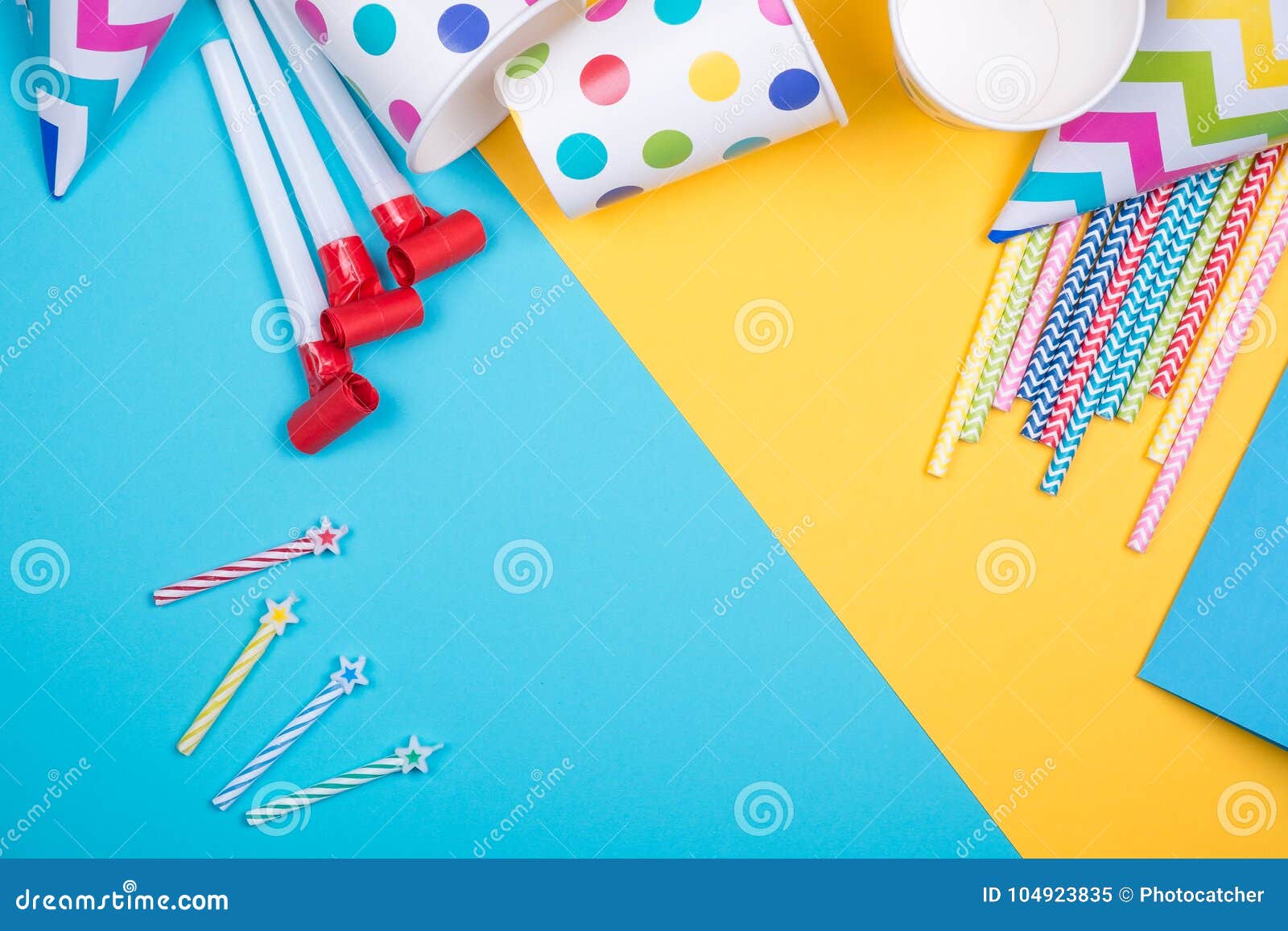 Birthday party objects stock image. Image of item, blue - 104923835