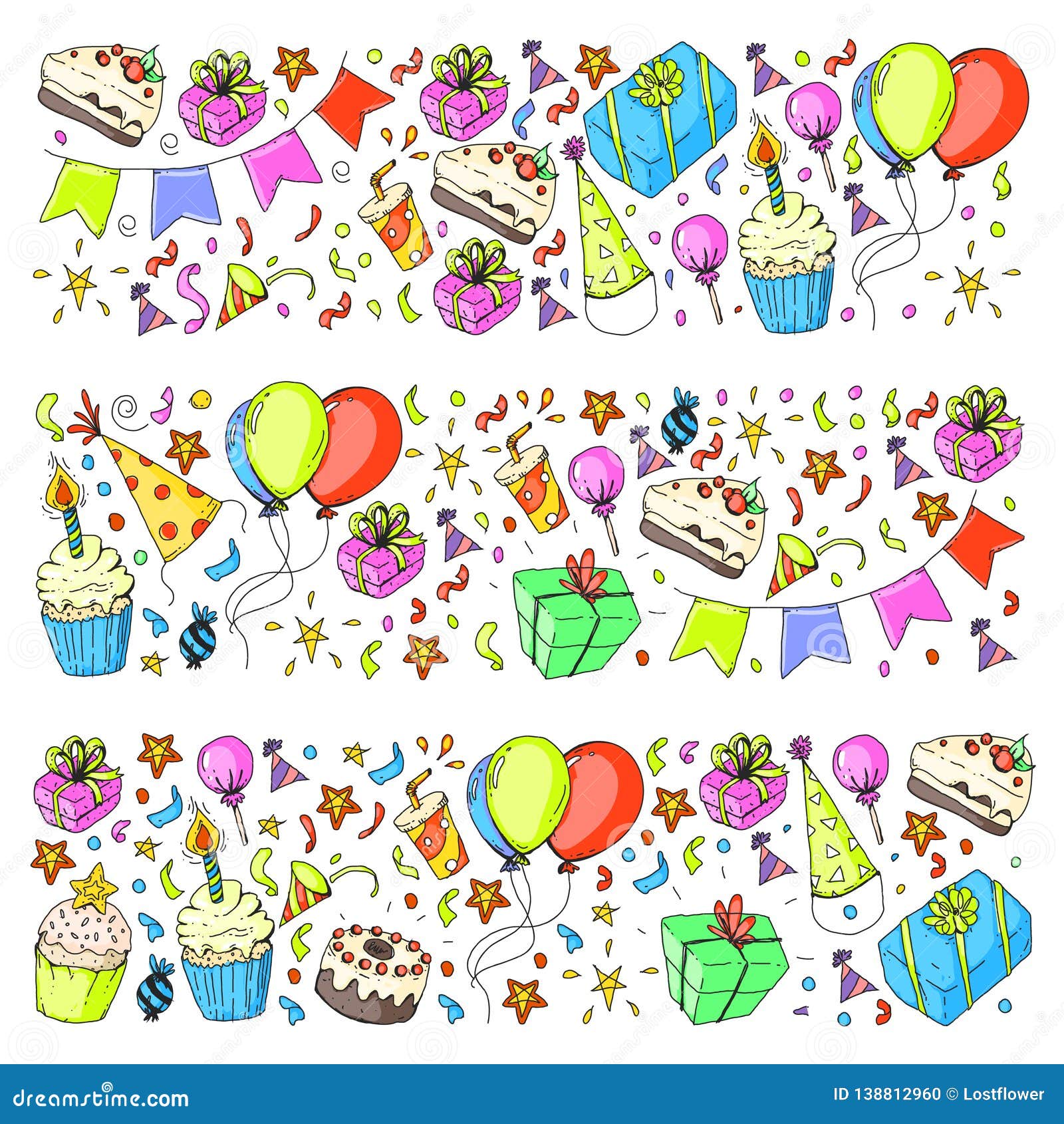 Birthday Party. Pattern for Invitations, Banners, Templates. Stock ...