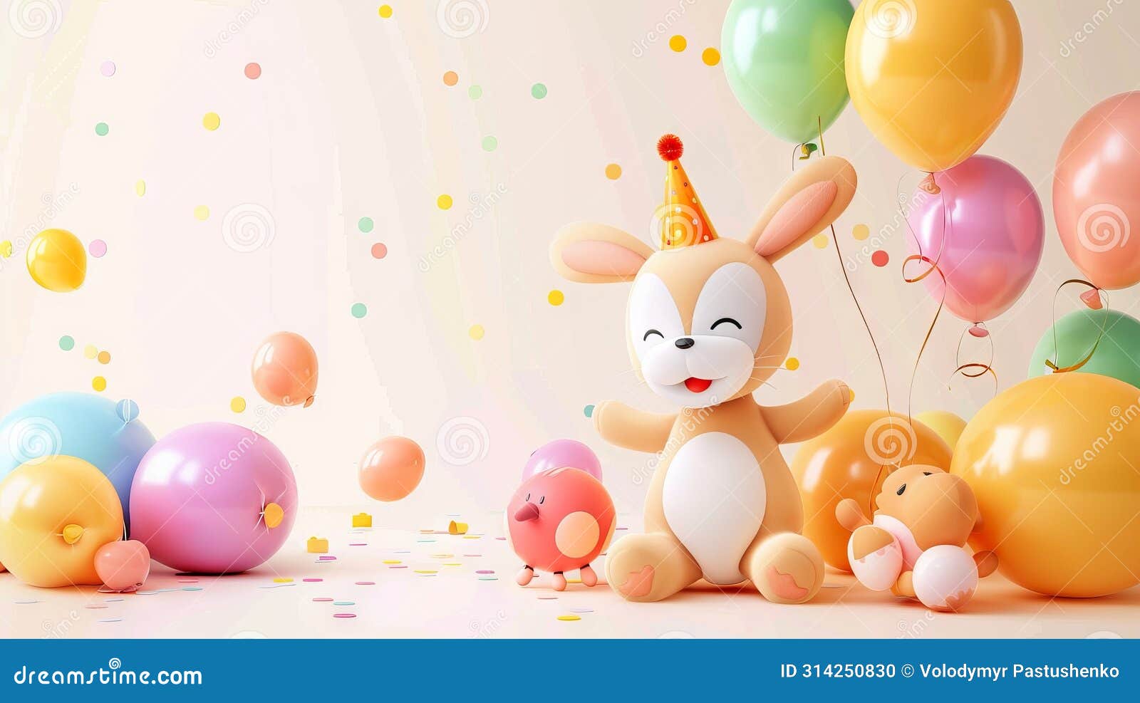 A Birthday Party Scene with Balloons and Stuffed Animals Stock Photo ...