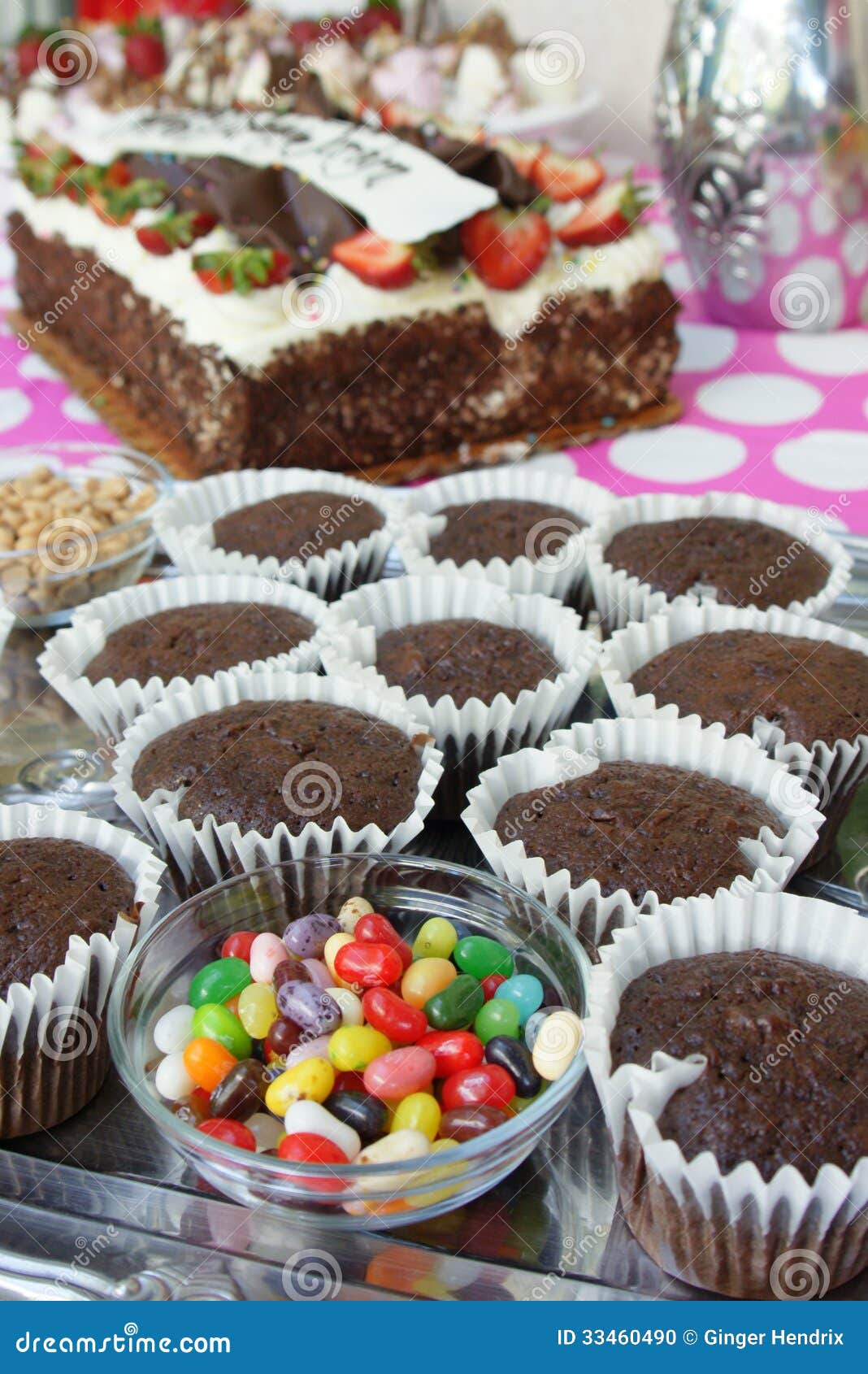 Birthday Party Table Display Stock Photo - Image of cupcake, chocolate ...