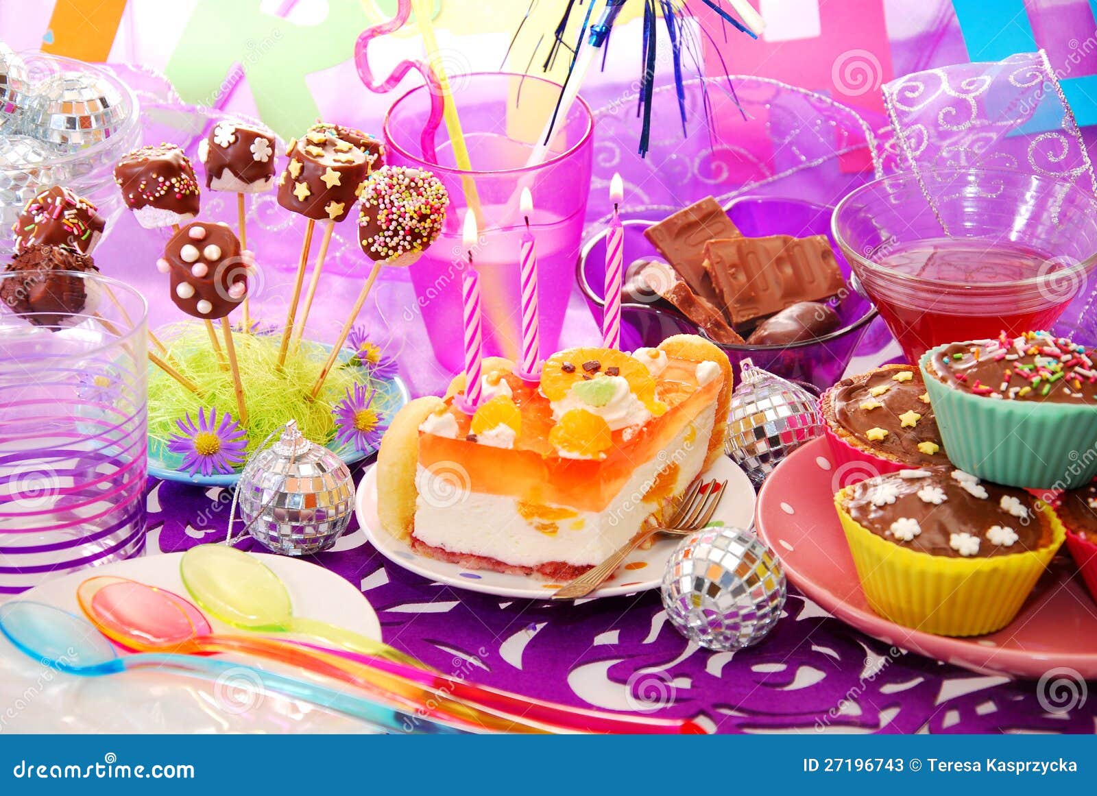 Birthday Party Table with Sweets for Child Stock Image - Image of ...