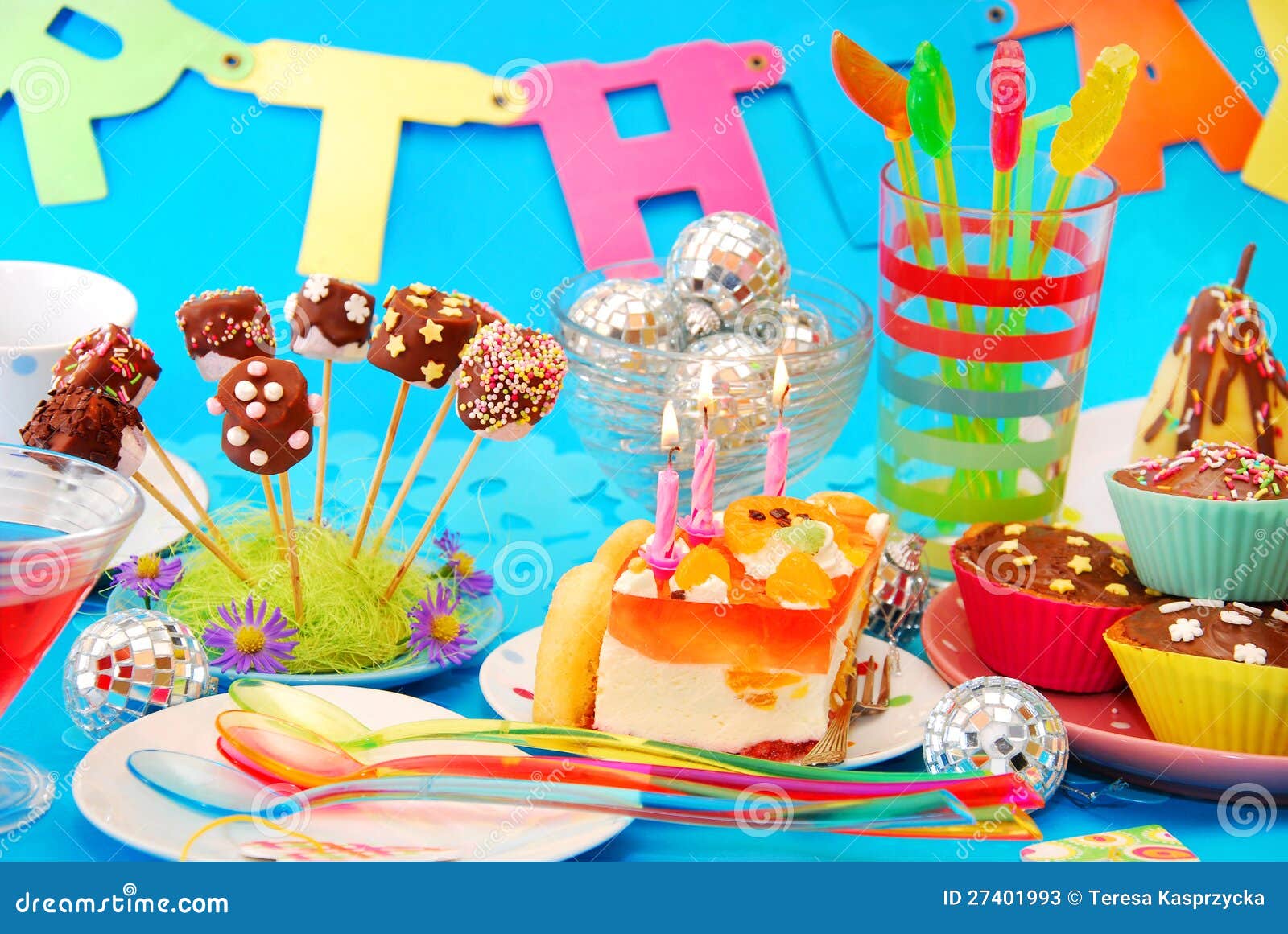 Birthday Party Table with Sweets for Child Stock Image - Image of ...