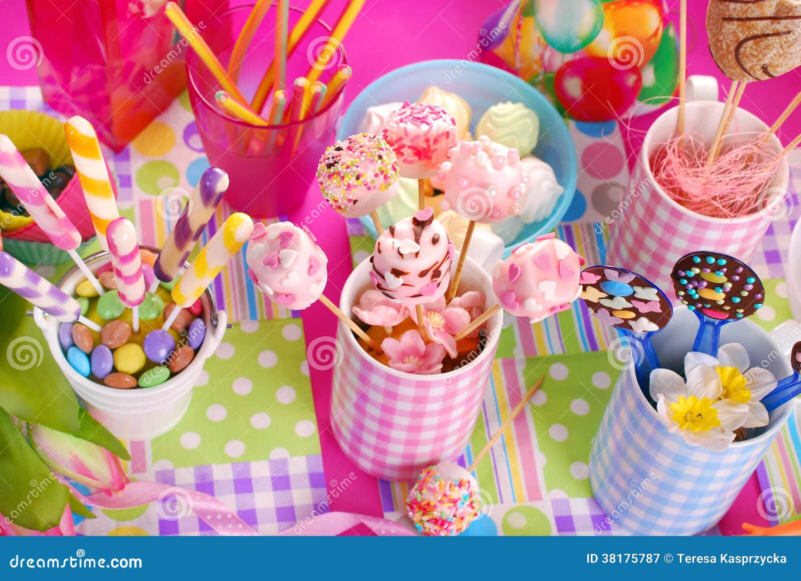 Birthday Party Table with Sweets for Kids Stock Image - Image of pearl ...