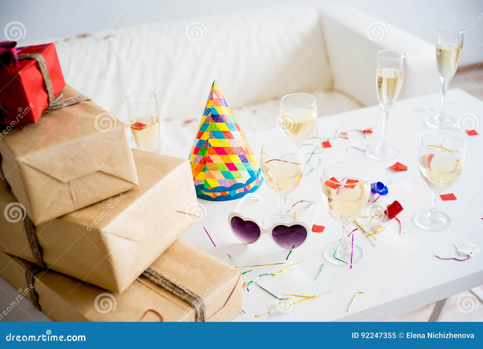 Birthday party things stock image. Image of cone, color - 92247355