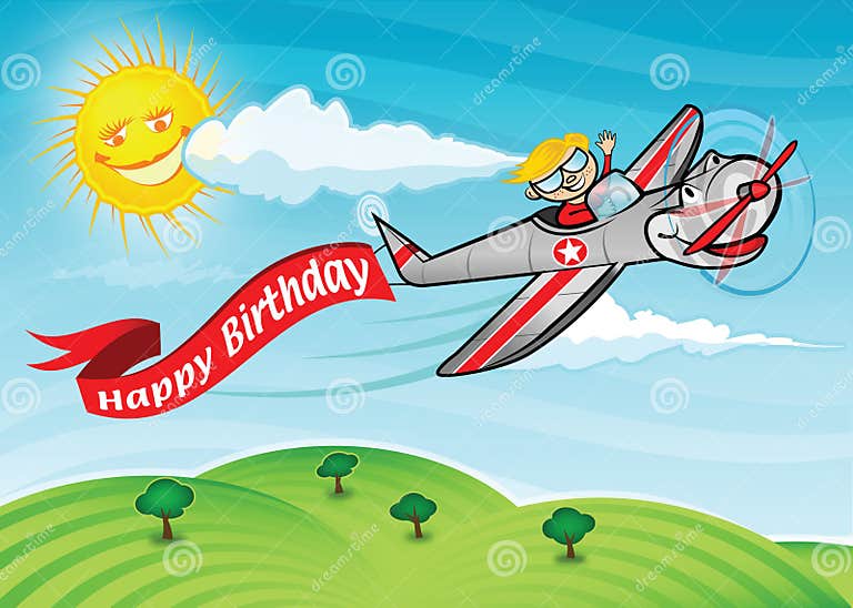 Birthday plane stock vector. Illustration of flying, birthday - 25308712