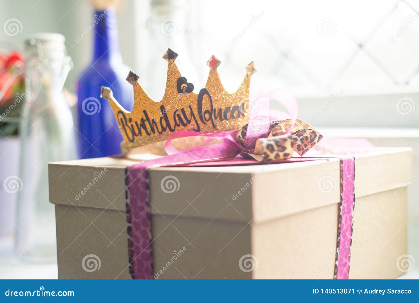 Birthday Present with Birthday Princess Crown Stock Image - Image of ...