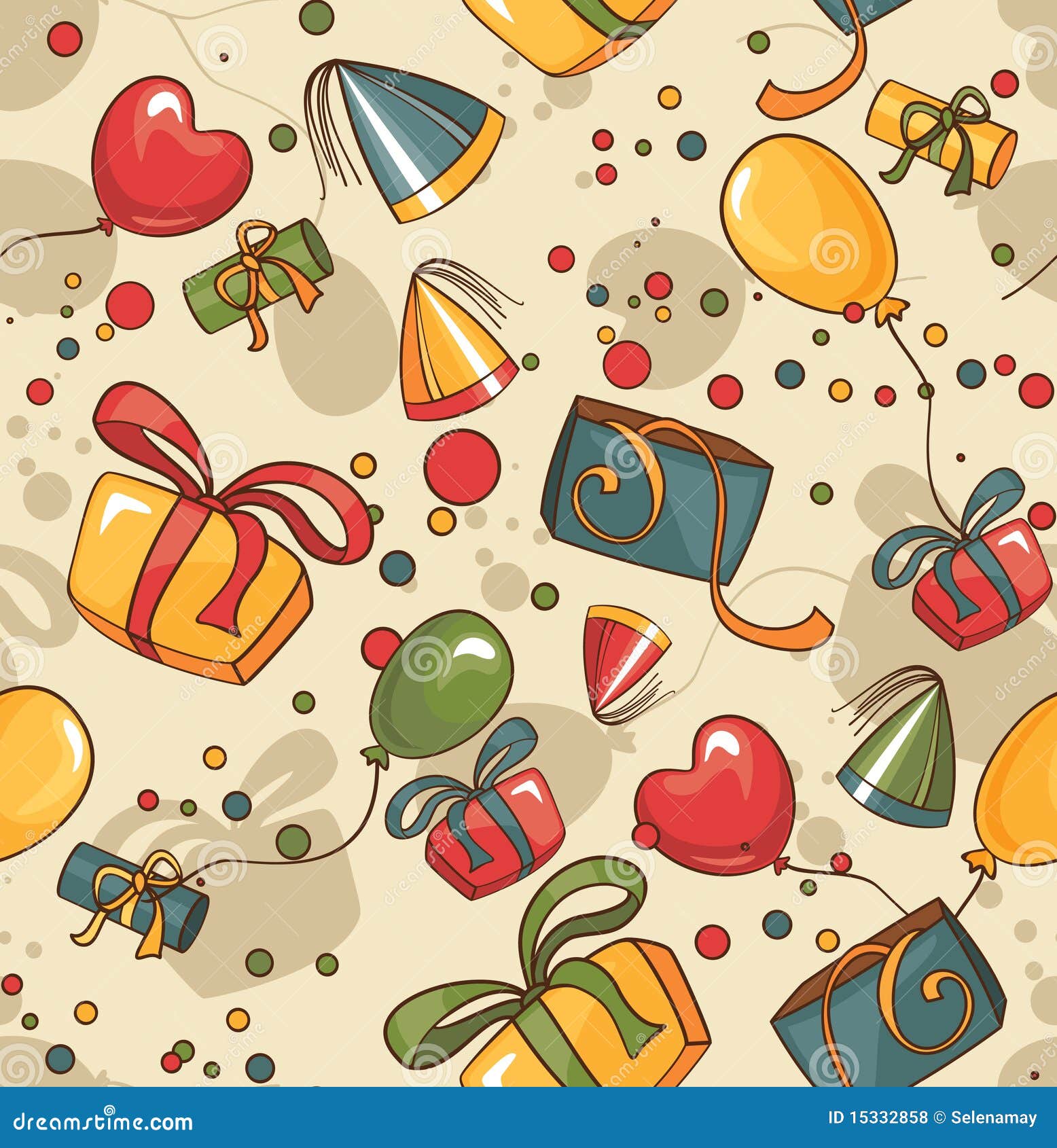 Birthday Seamless Wallpaper Stock Vector - Illustration of decoration ...
