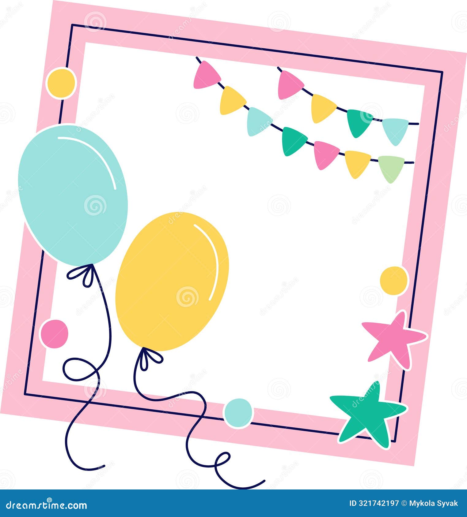 Birthday Square Frame with Balloons Stock Vector - Illustration of ...