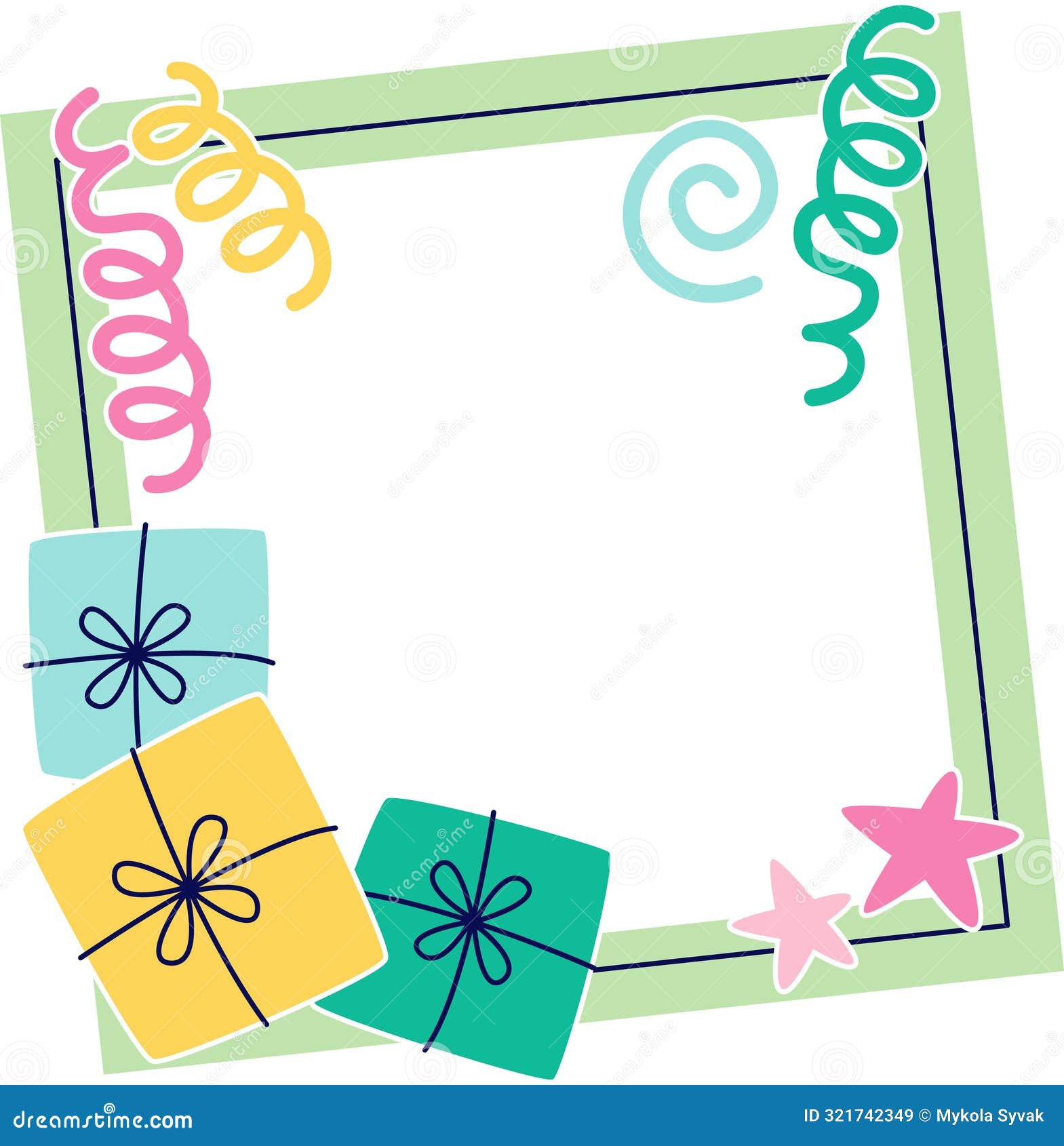 Birthday Square Frame with Presents Stock Vector - Illustration of ...