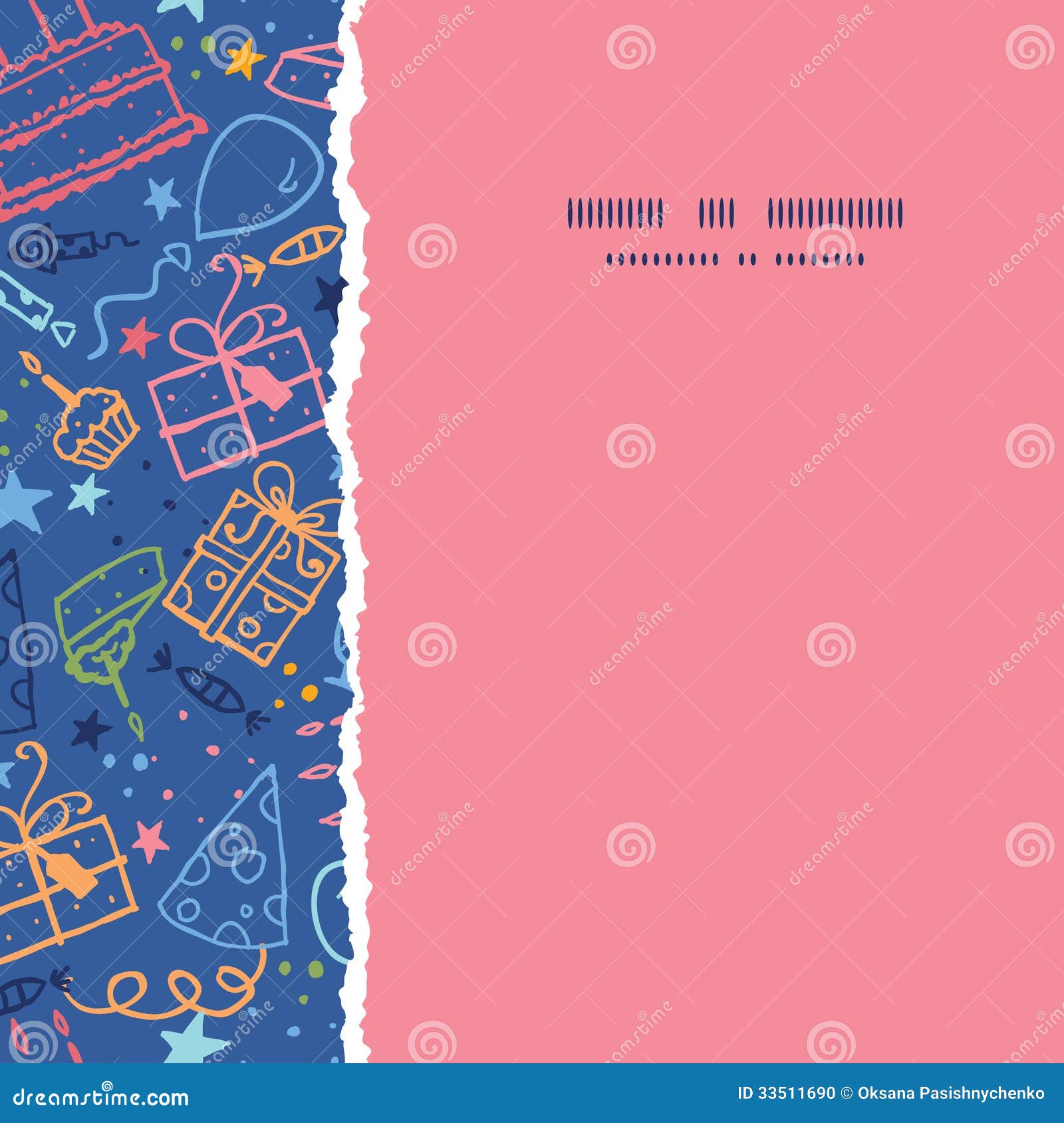 Birthday Torn Paper Retro Background With Gift Box Cartoon Vector ...