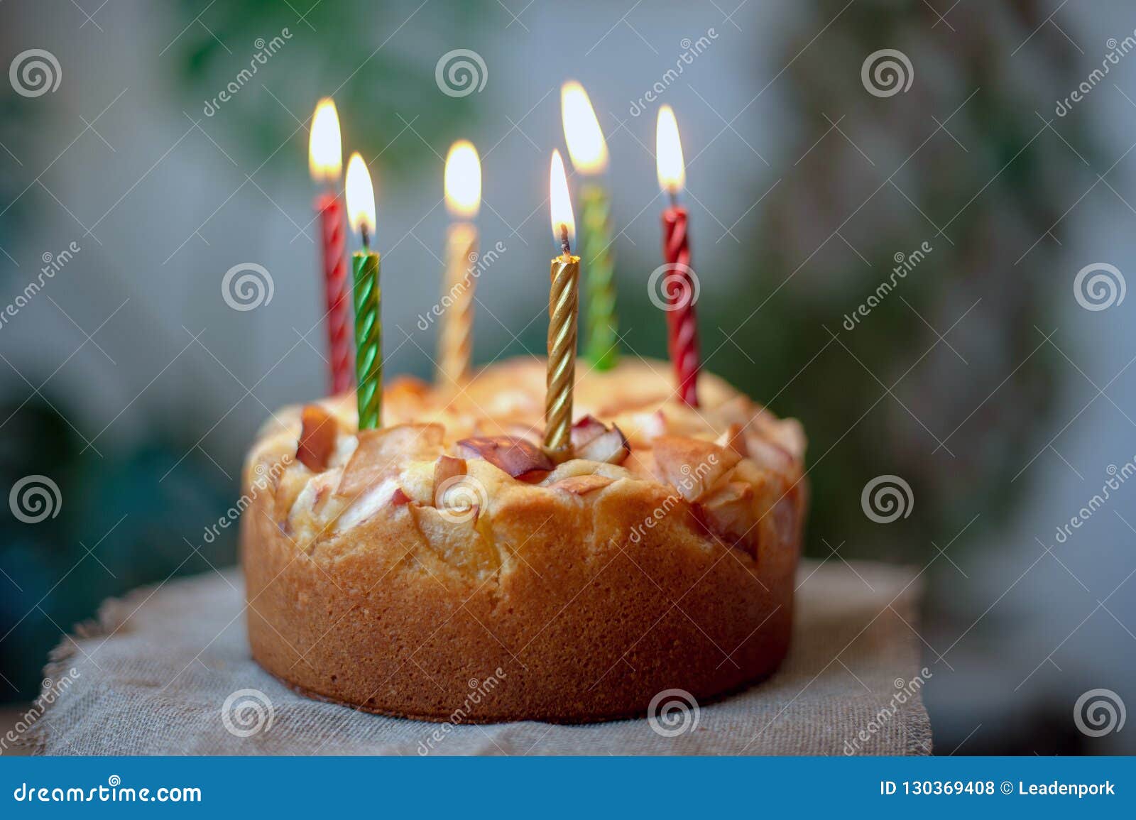 Birthday Cake with Six Candles Stock Photo - Image of holiday ...