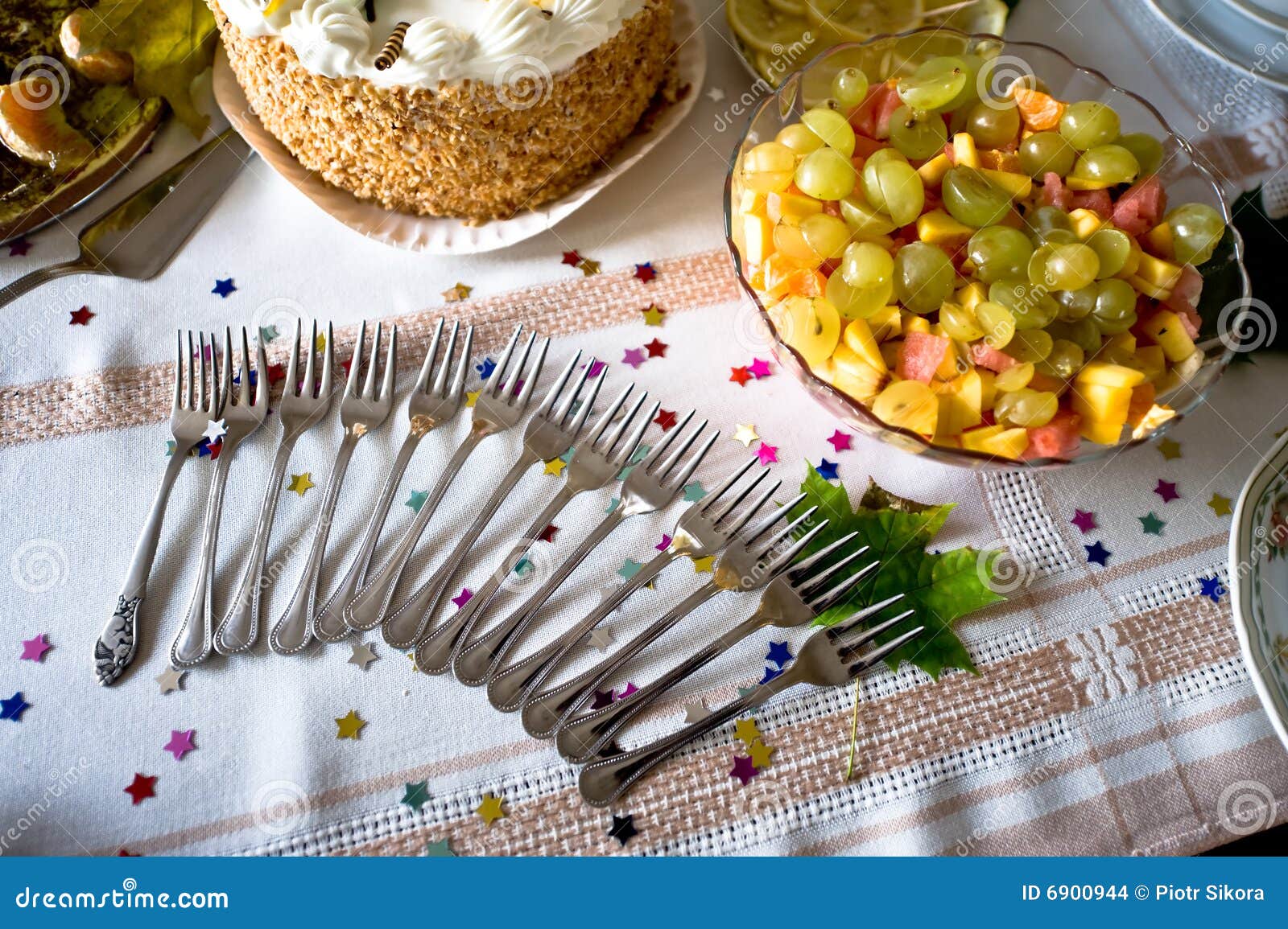 Birthday table setting stock photo. Image of cake, closeup - 6900944