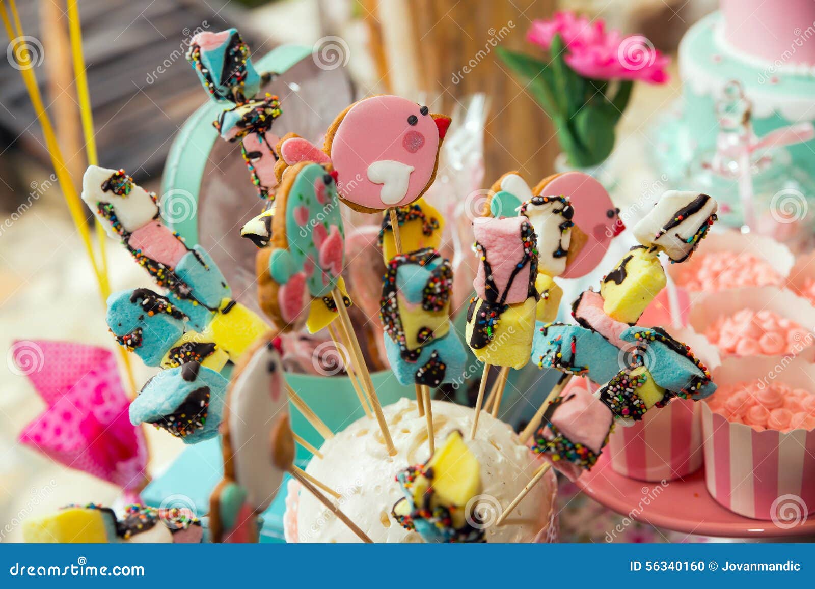 Birthday Table with Sweets for Children Party Stock Photo - Image of ...