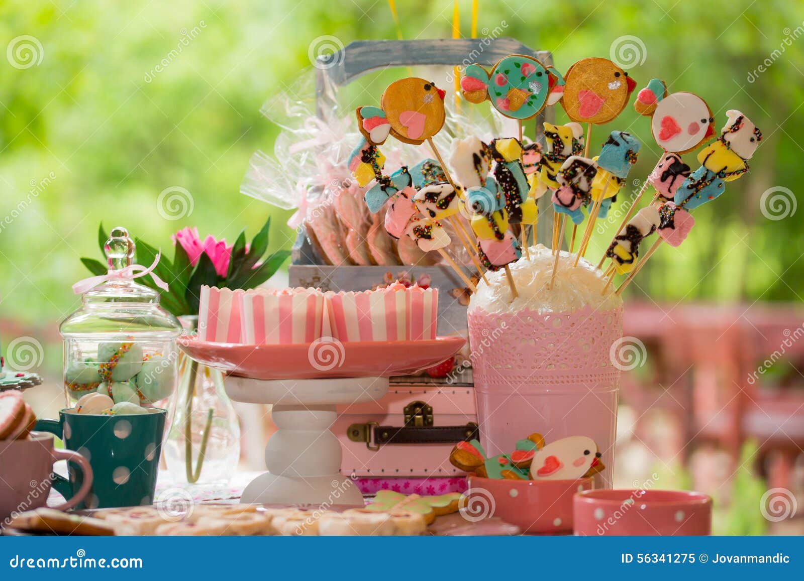 Birthday Table with Sweets for Children Party Stock Image - Image of ...