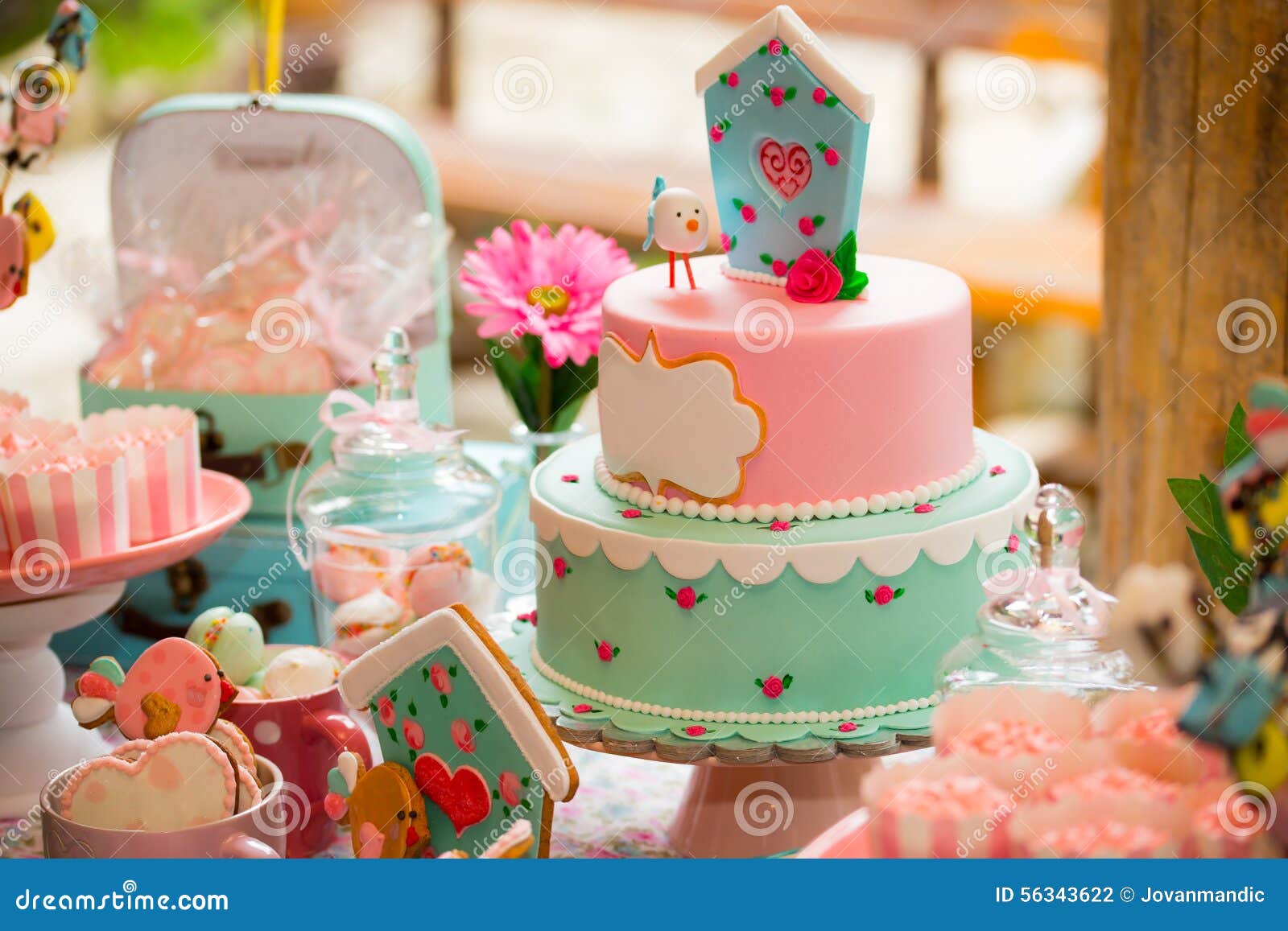 Birthday Table with Sweets for Children Party Stock Photo - Image of ...
