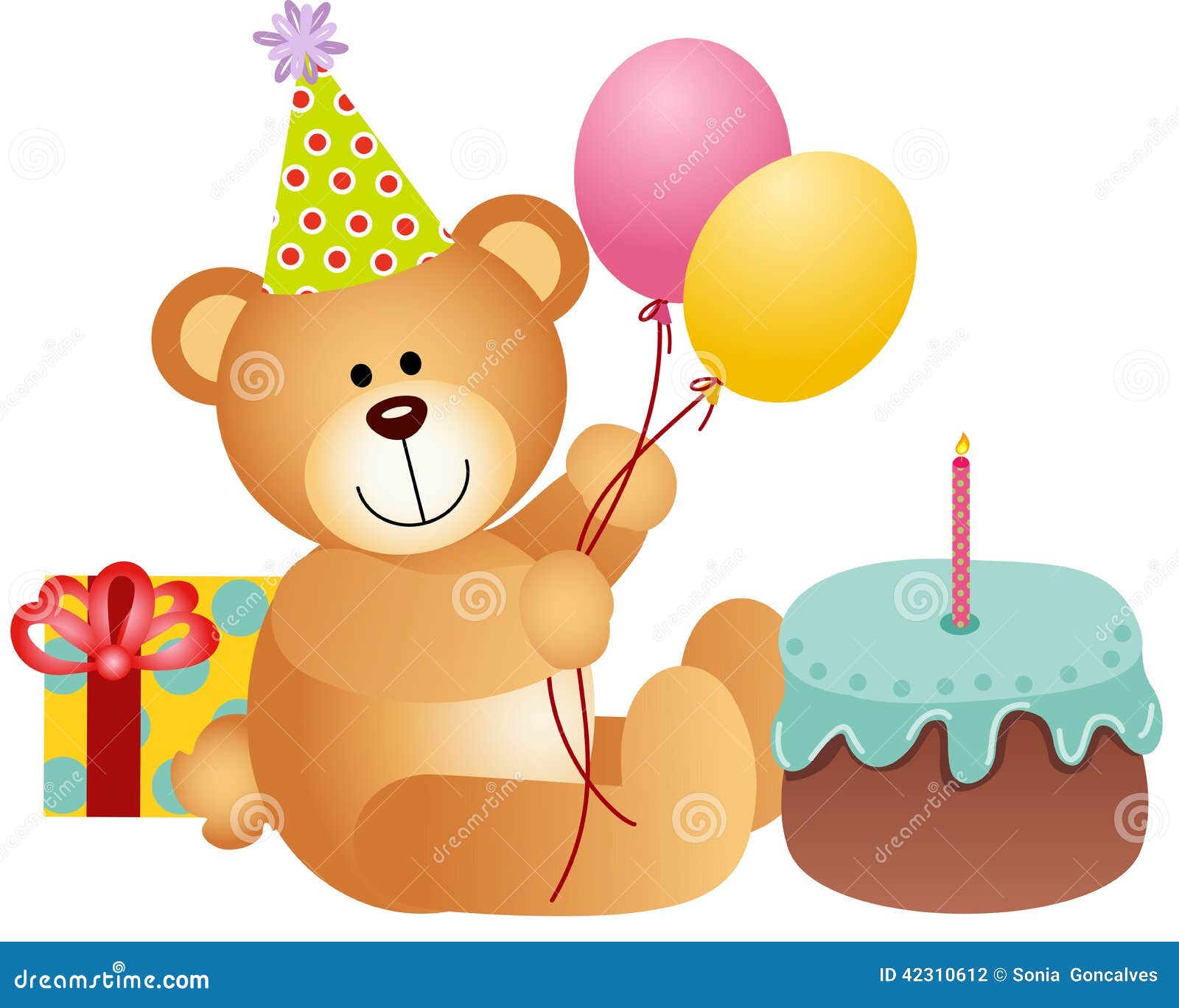 Birthday Teddy Bears With Signboard Vector Illustration | CartoonDealer ...