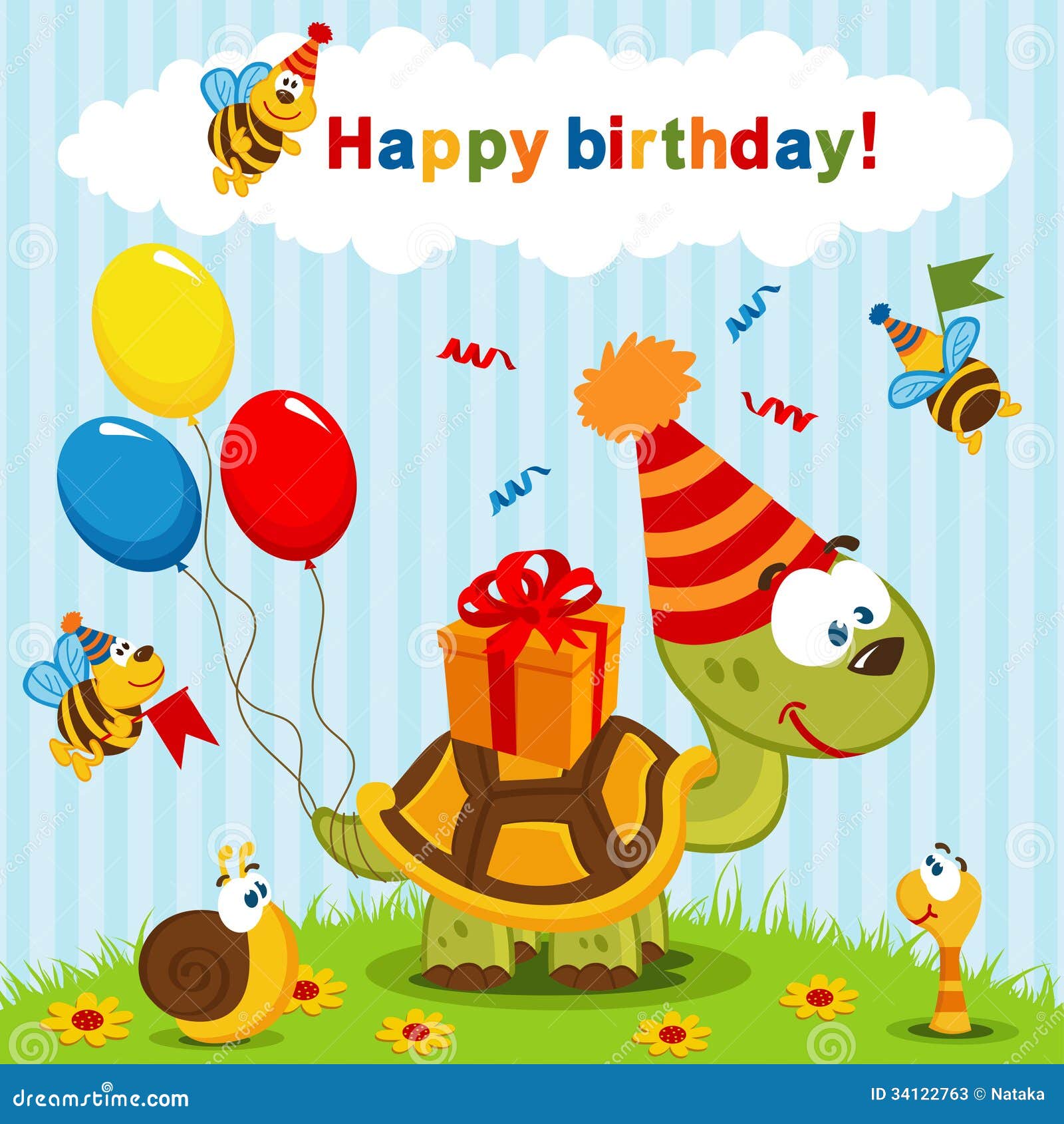 Birthday turtle stock vector. Illustration of greeting - 34122763