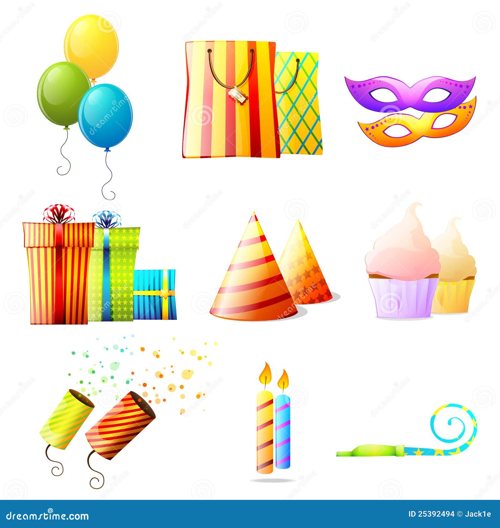 Birthday vector icons set stock vector. Illustration of celebration ...
