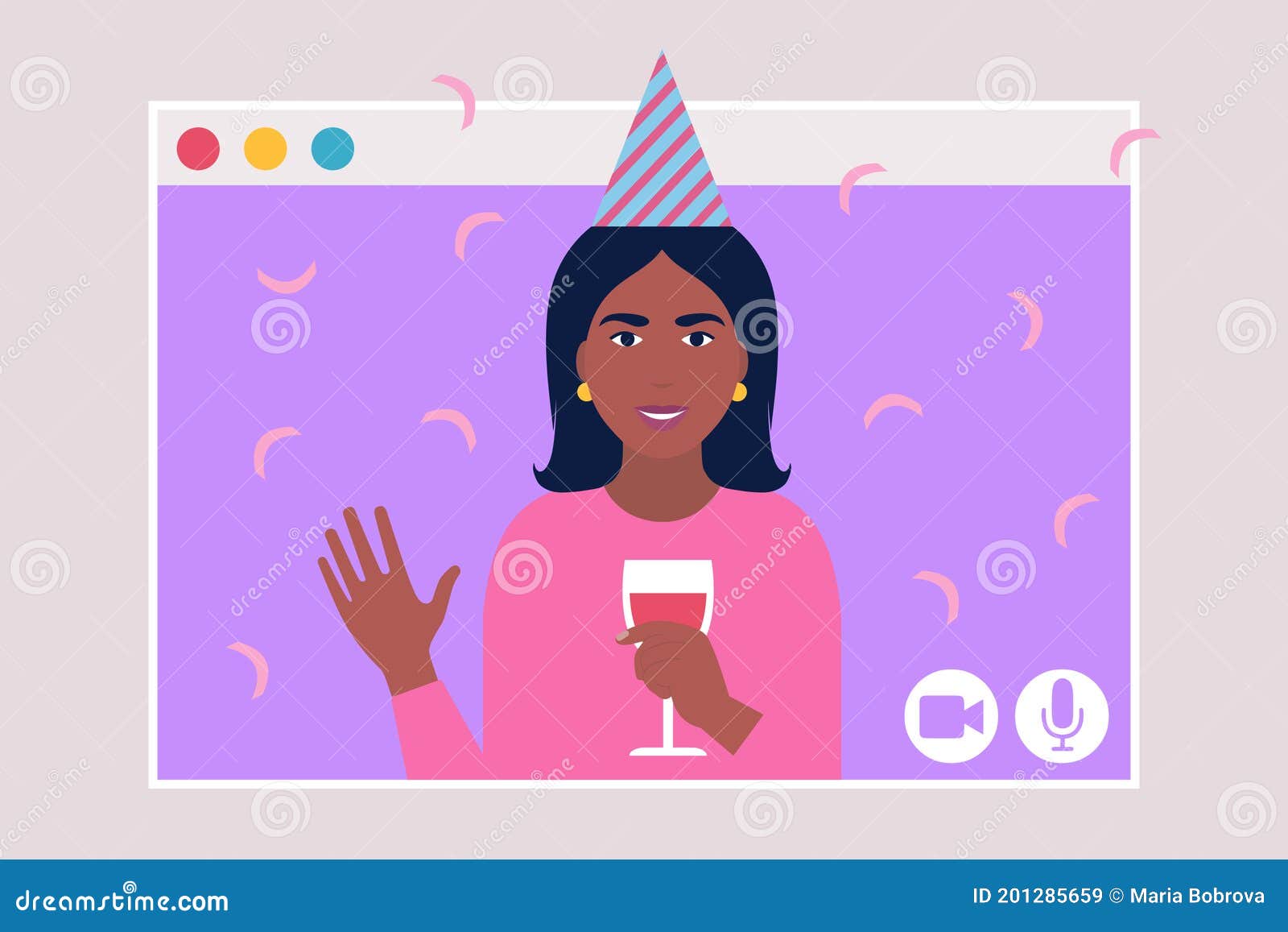 Birthday video call stock vector. Illustration of happy - 201285659