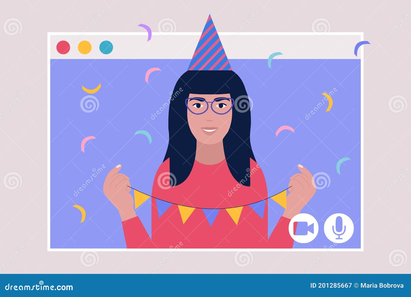 Birthday video call stock vector. Illustration of date - 201285667