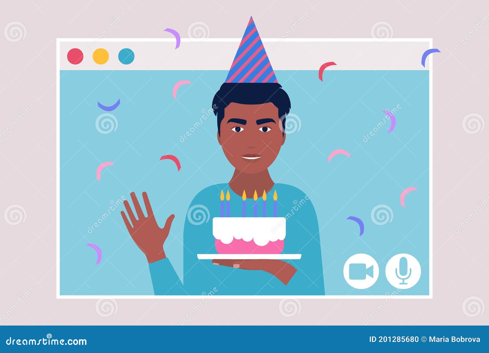 Birthday video call stock vector. Illustration of speech - 201285680