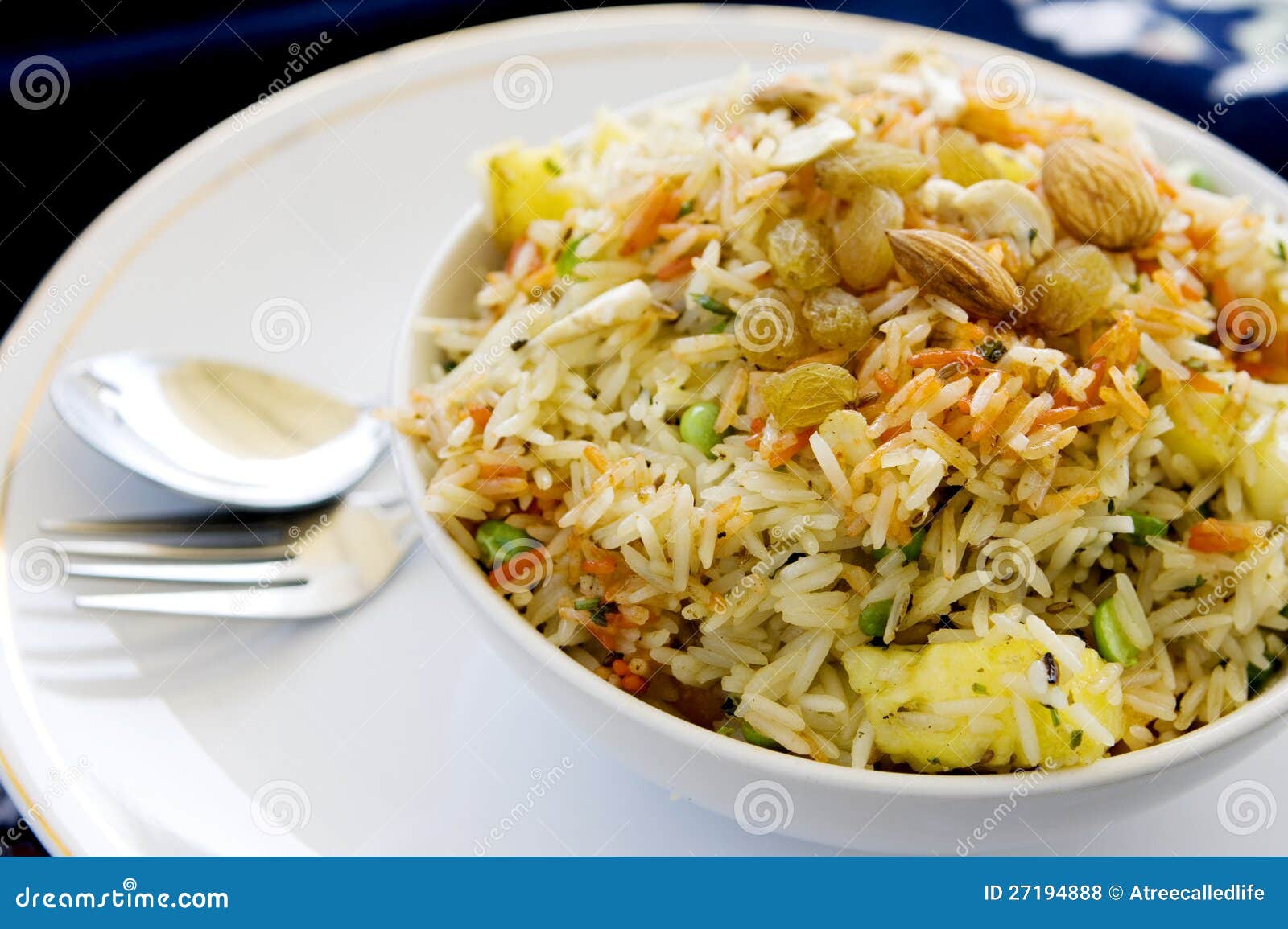 Biryani Indian rice stock photo. Image of plate, almonds - 27194888