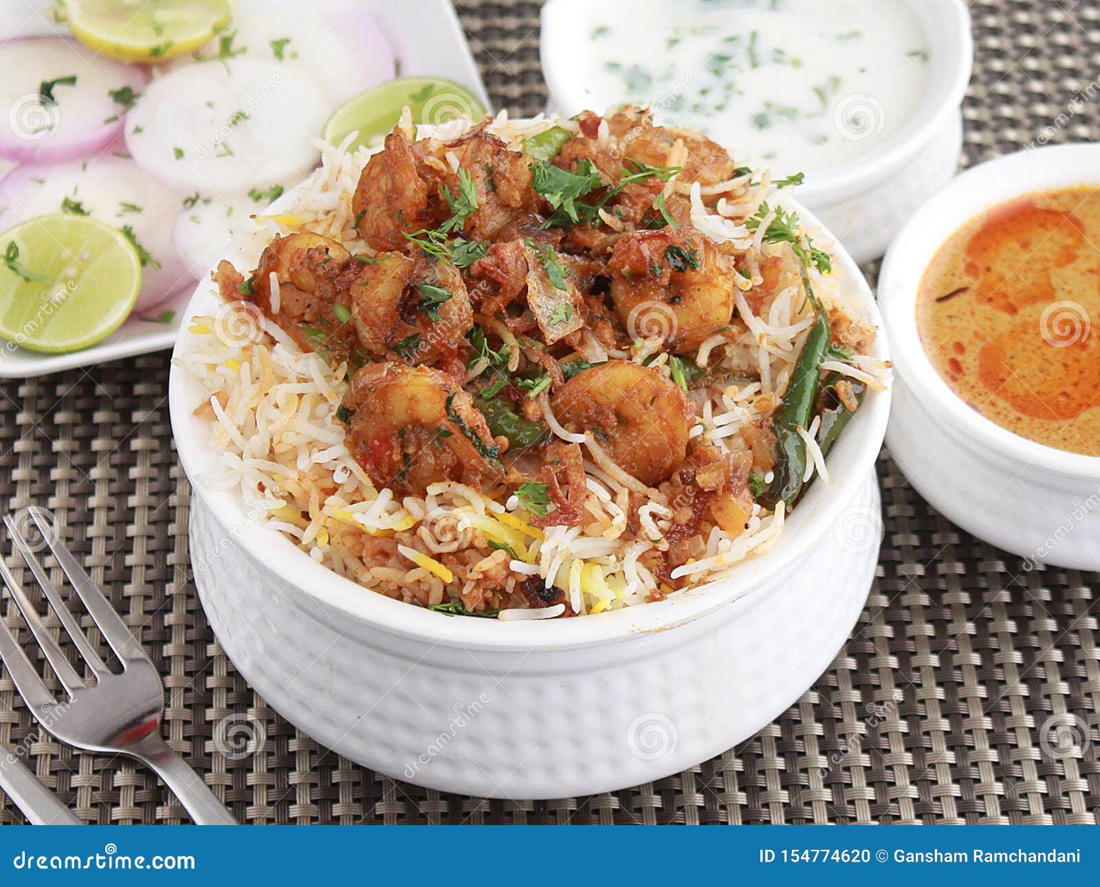 Biryani made of prawns stock photo. Image of asian, herb - 154774620