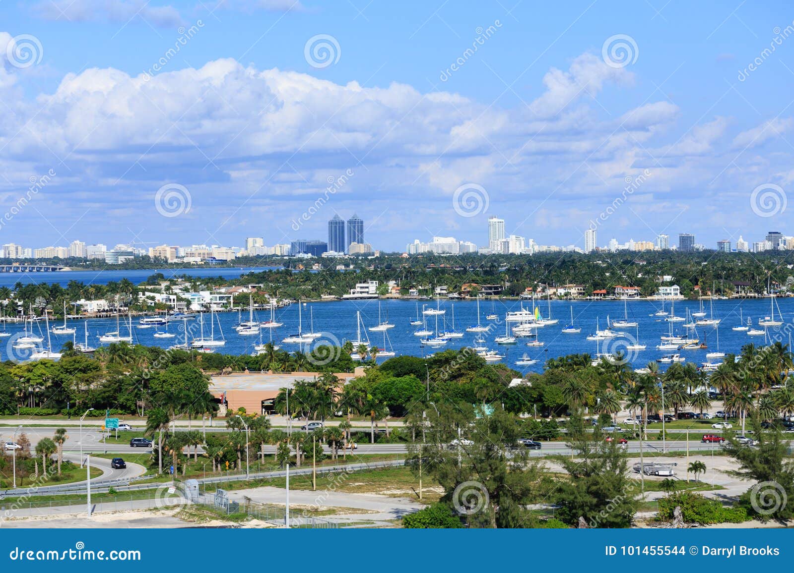 Biscayne Bay and Miami stock photo. Image of urban, bridge - 101455544