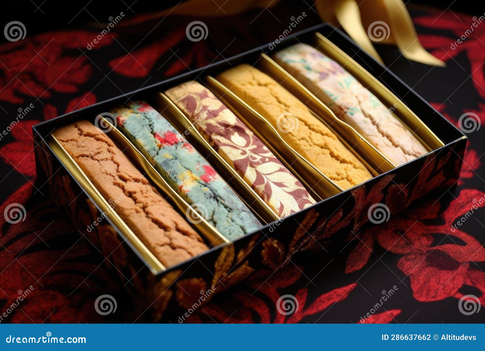 Biscotti Arranged in a Decorative Gift Box Stock Illustration ...