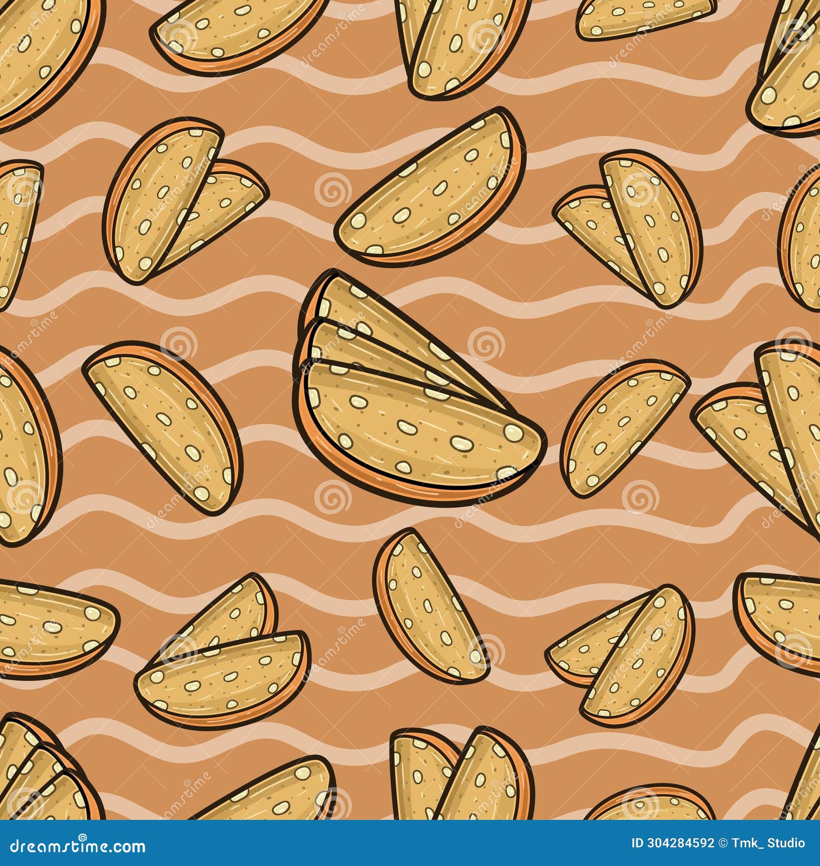 Biscotti Seamless Pattern in Cartoon Style. Perfect for Background ...