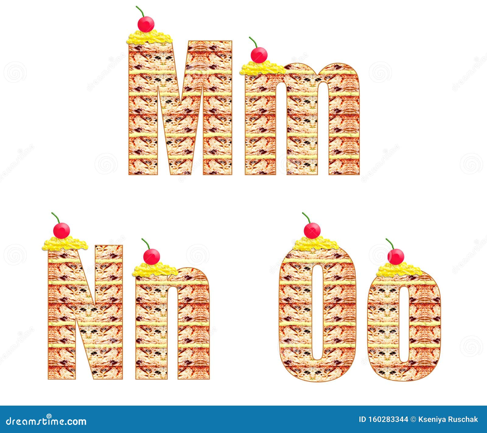 Biscuit Cake Cyrillic Font, Alphabet. Cherry On The Cake Royalty-Free ...