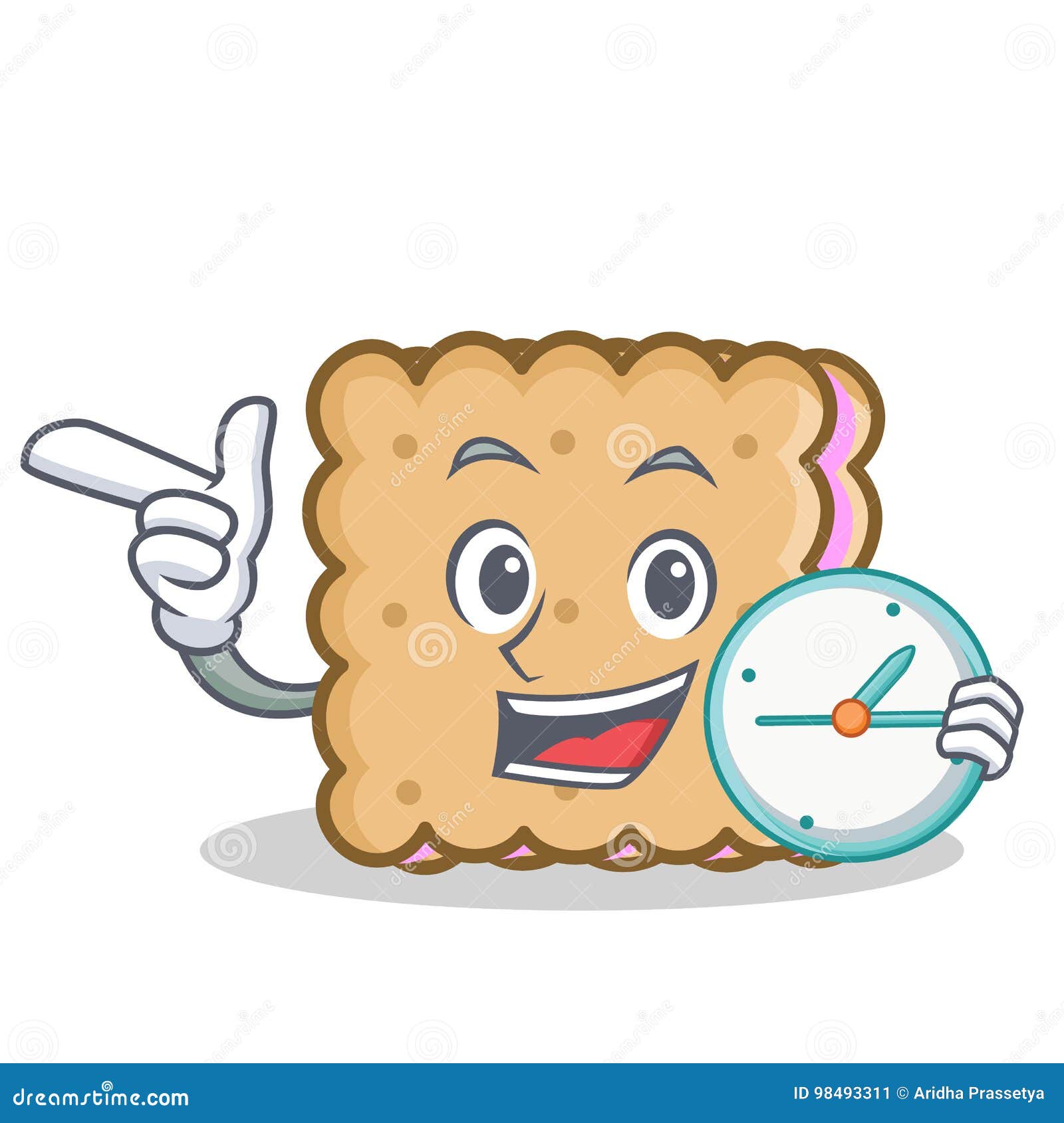 Biscuit Cartoon Character Style with Clock Stock Vector - Illustration ...