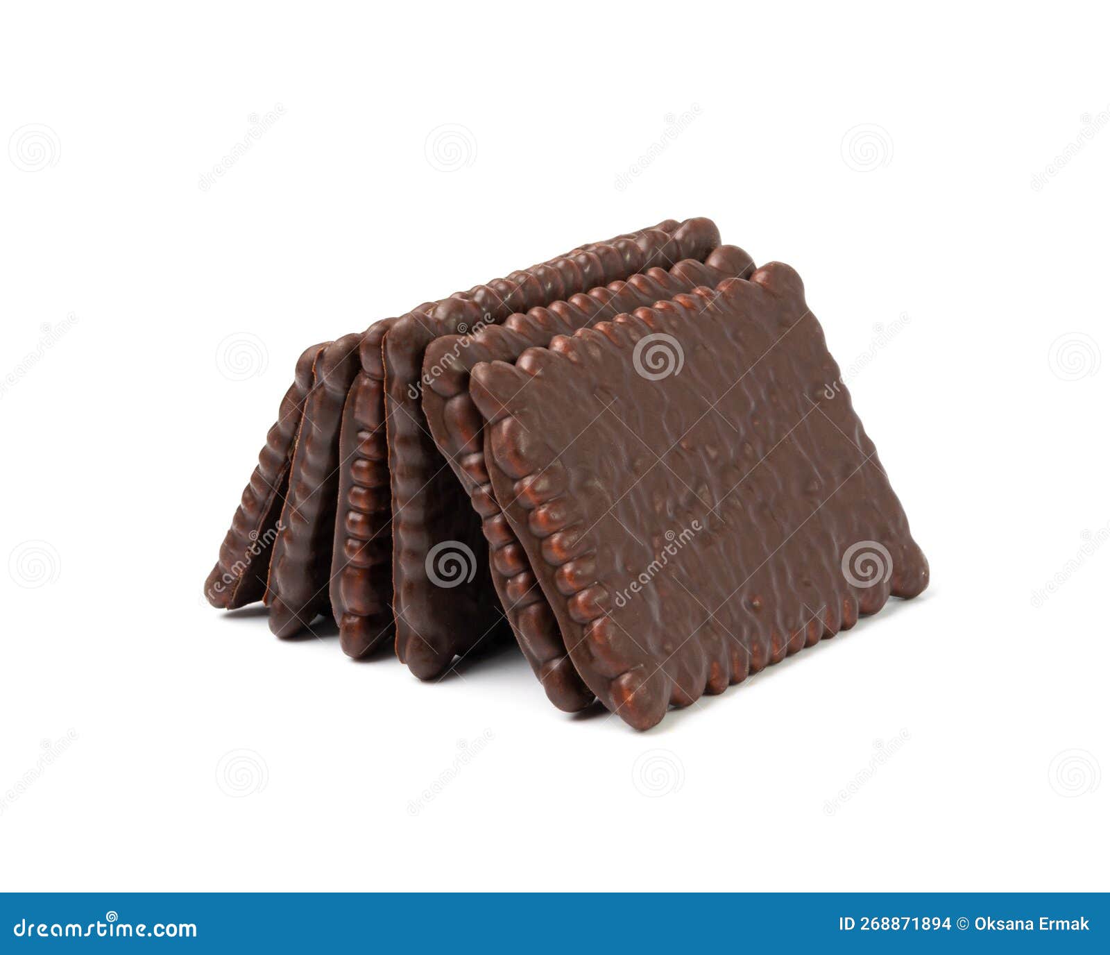 Biscuit Coated in Dark Chocolate Isolated, Square Cookies, Rectangular ...