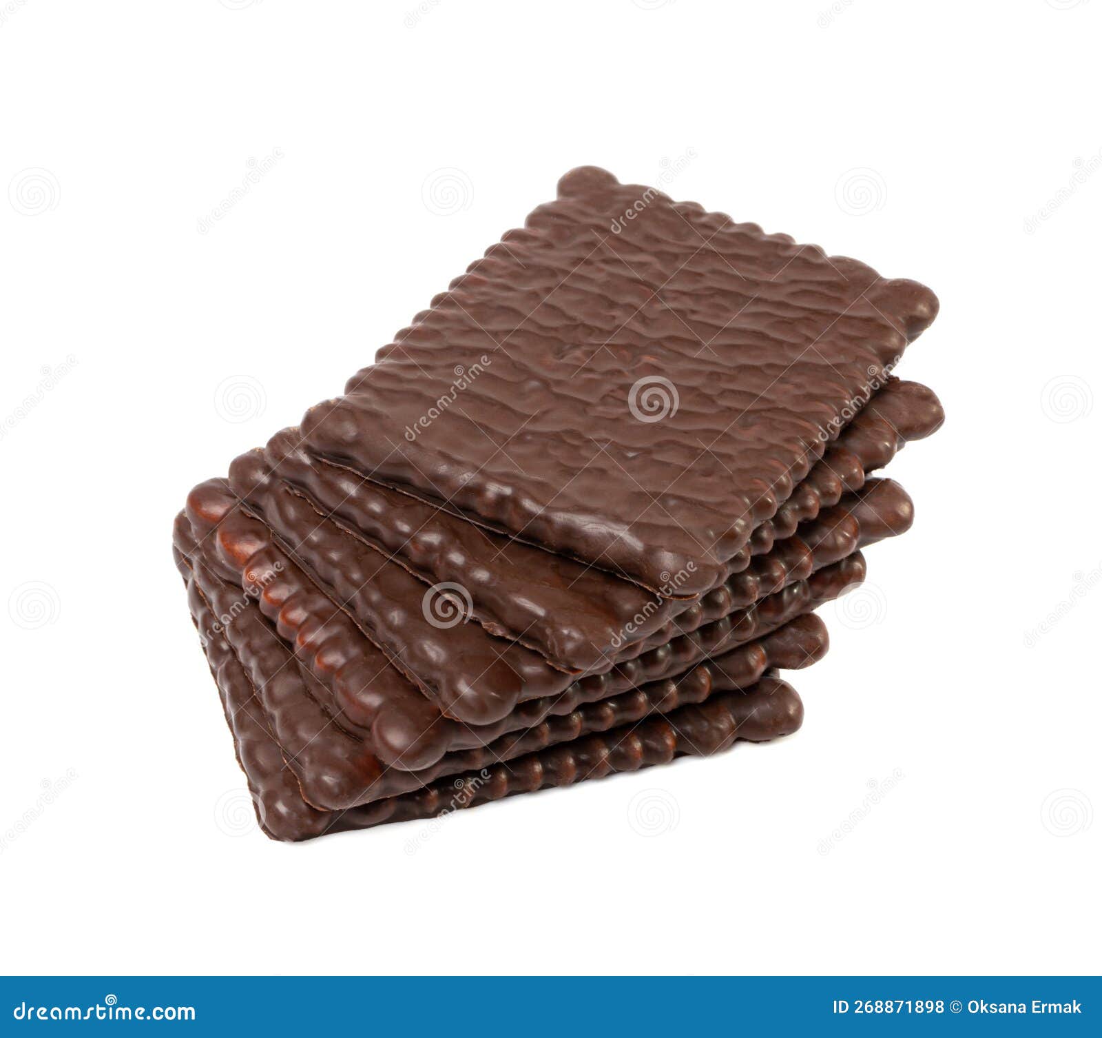 Biscuit Coated in Dark Chocolate Isolated, Square Cookies, Rectangular ...