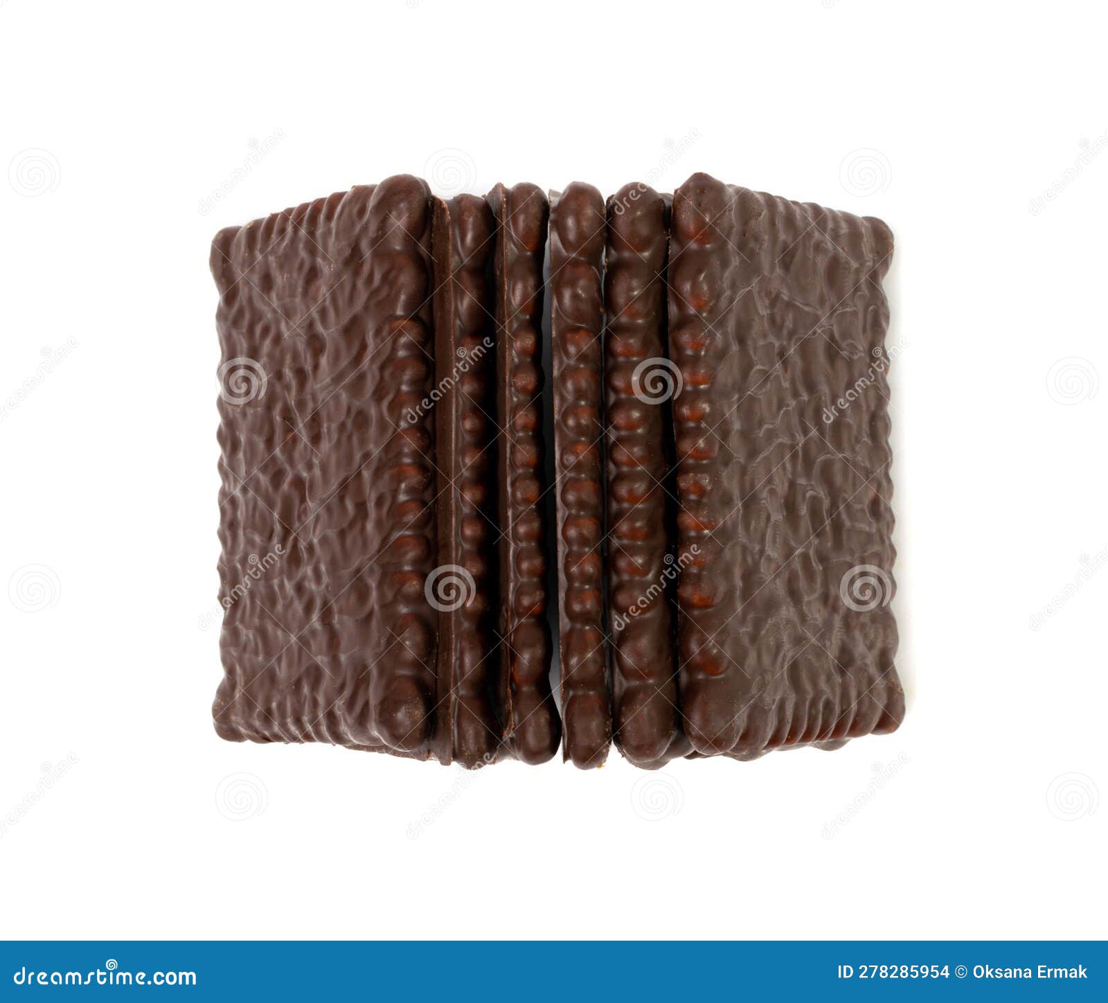 Biscuit Coated in Dark Chocolate Isolated, Square Cookies, Rectangular ...