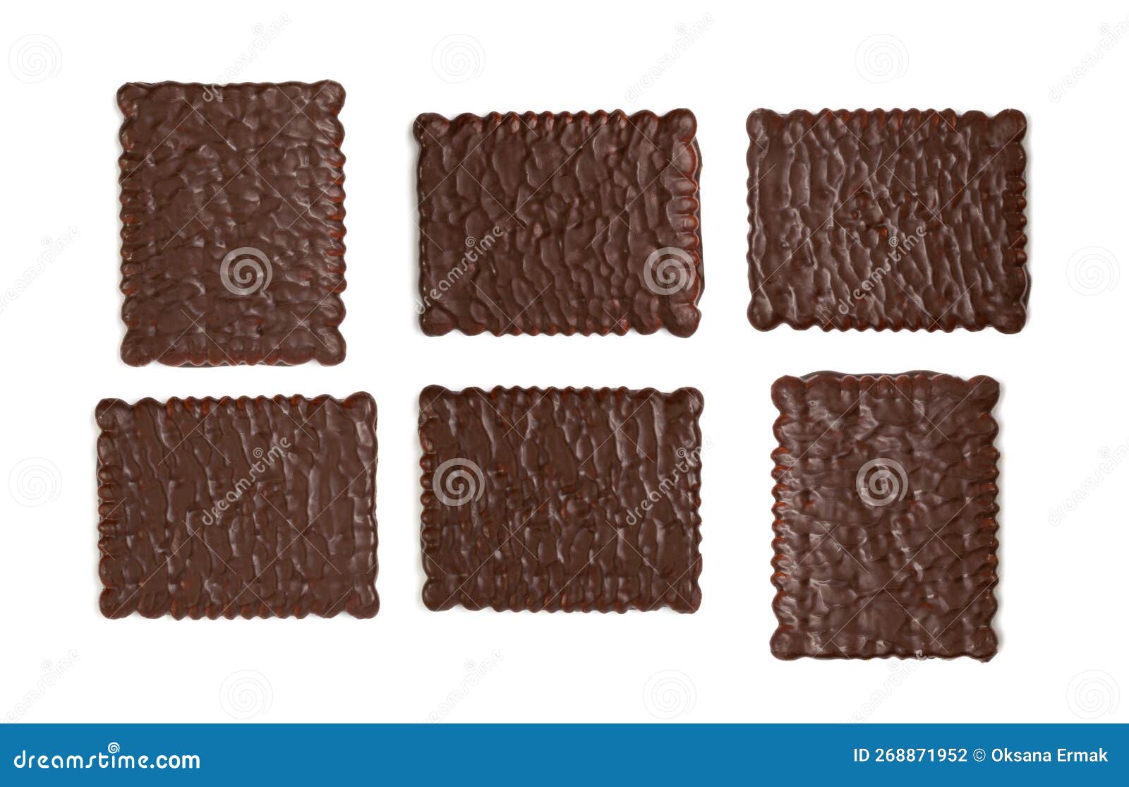 Biscuit Coated in Dark Chocolate Isolated, Square Cookies, Rectangular ...