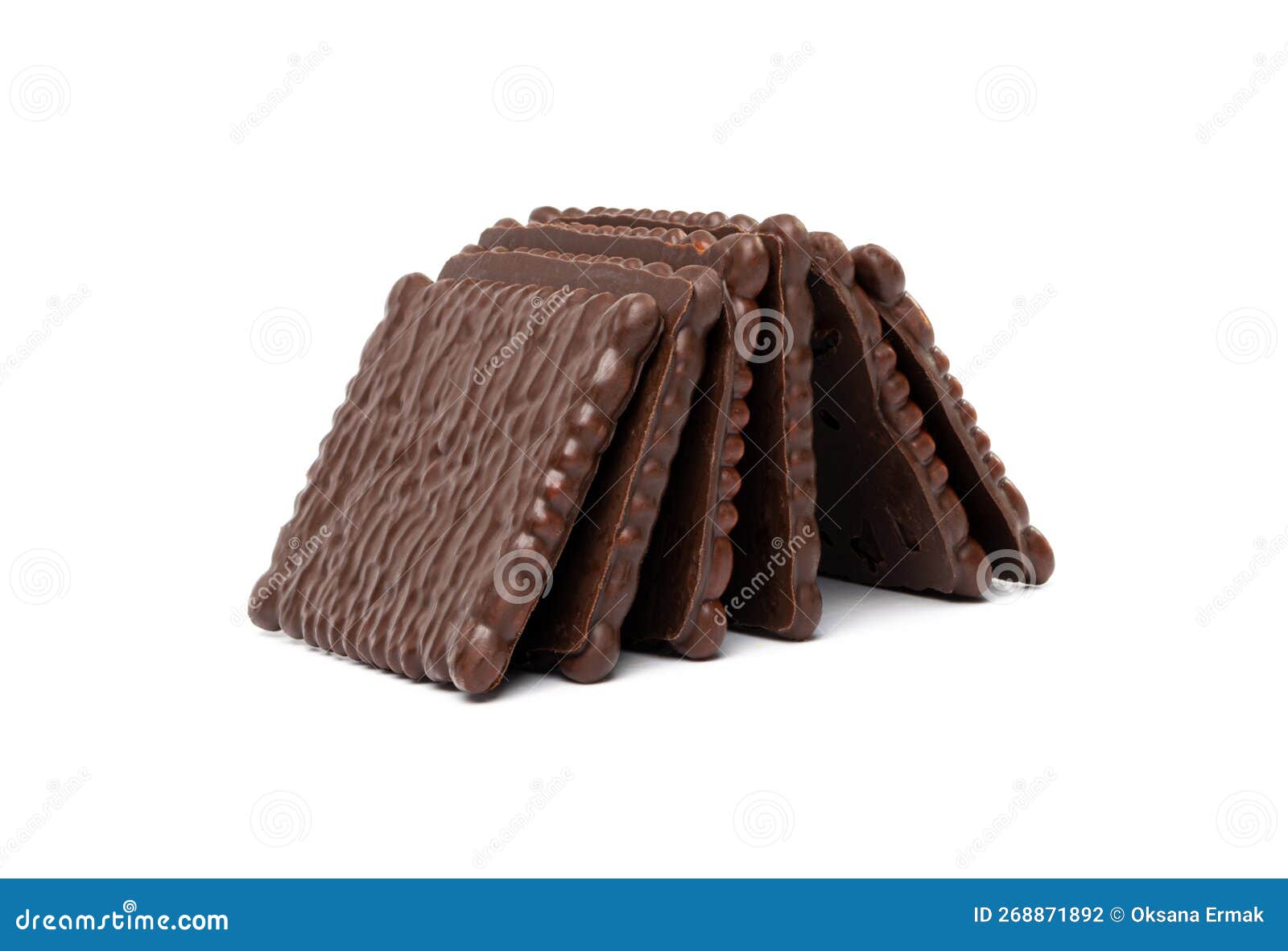 Biscuit Coated in Dark Chocolate Isolated, Square Cookies, Rectangular ...