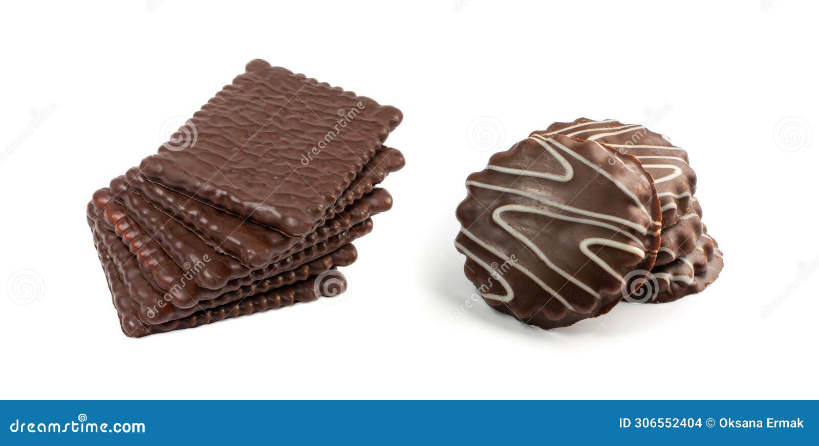 Biscuit Coated in Dark Chocolate Isolated, Square Cookies, Rectangular ...