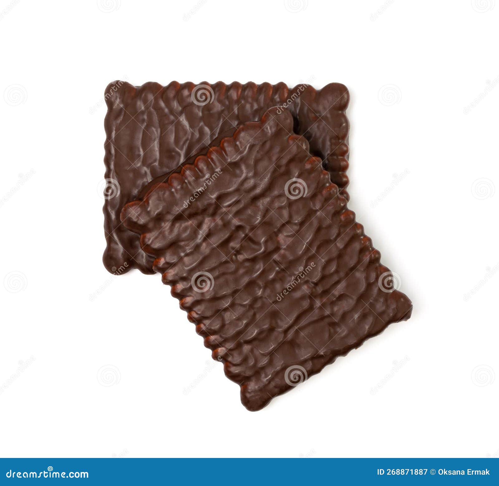 Biscuit Coated in Dark Chocolate Isolated, Square Cookies, Rectangular ...