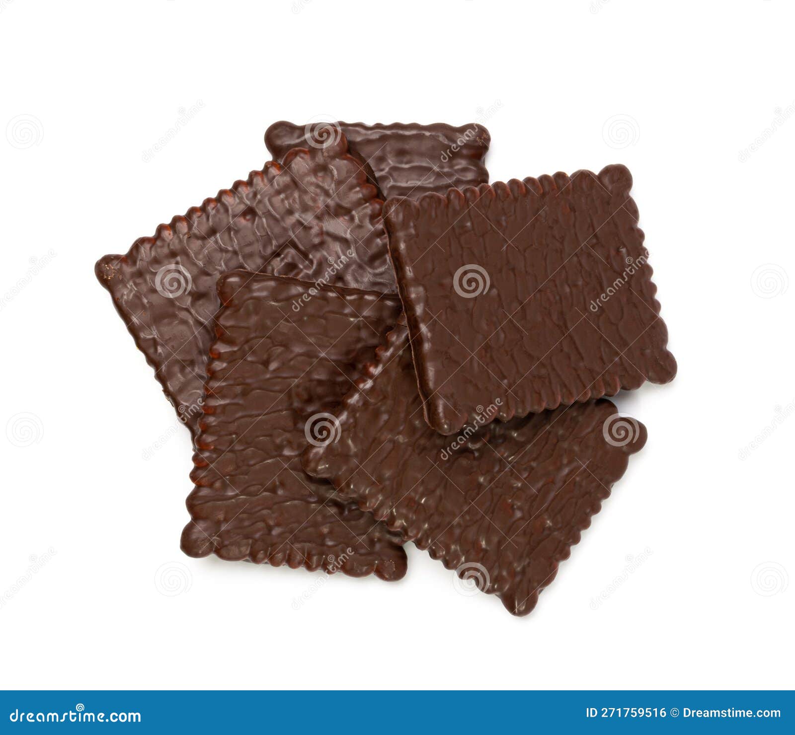 Biscuit Coated in Dark Chocolate Isolated, Square Cookies, Rectangular ...