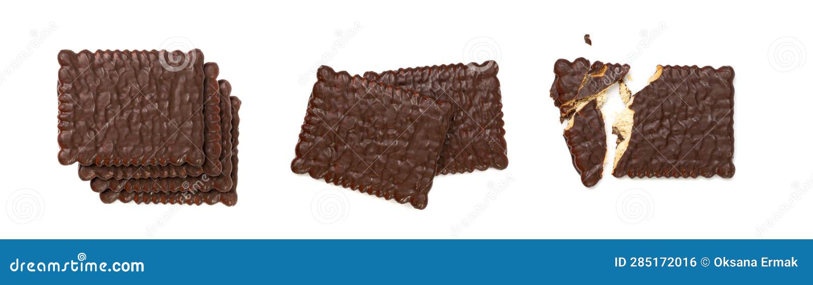 Biscuit Coated in Dark Chocolate Isolated, Square Cookies, Rectangular ...