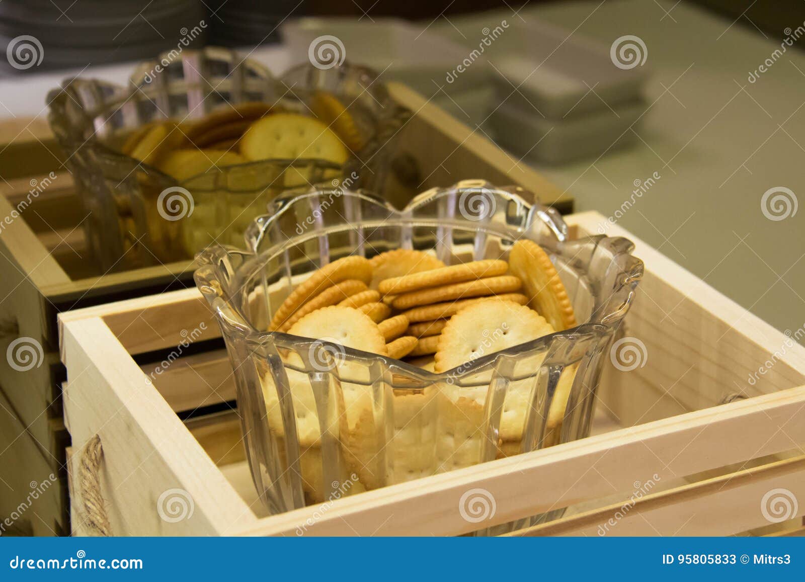 Biscuit Cracker in a Wooden Box Stock Image - Image of crunchy, cheese ...