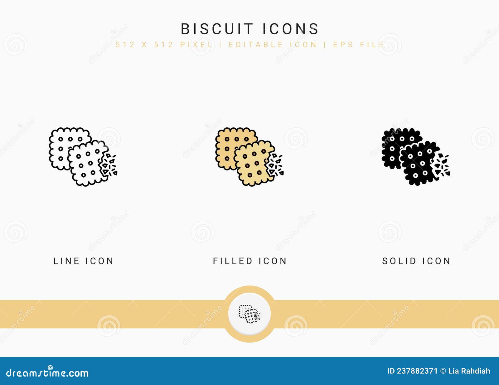 Biscuit Icons Set Vector Illustration with Solid Icon Line Style ...