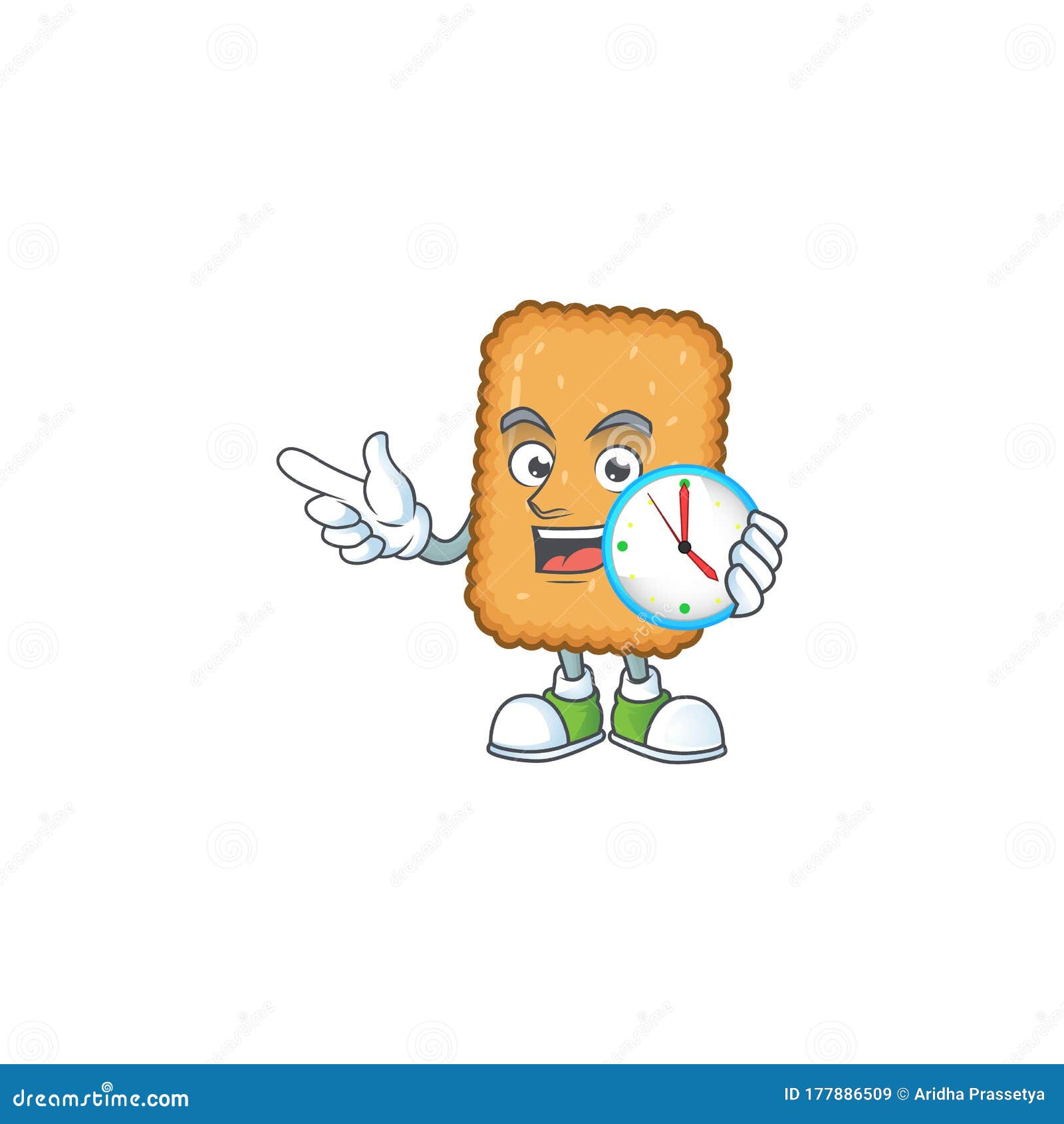 Biscuit Mascot Design Concept Holding a Circle Clock Stock Vector ...