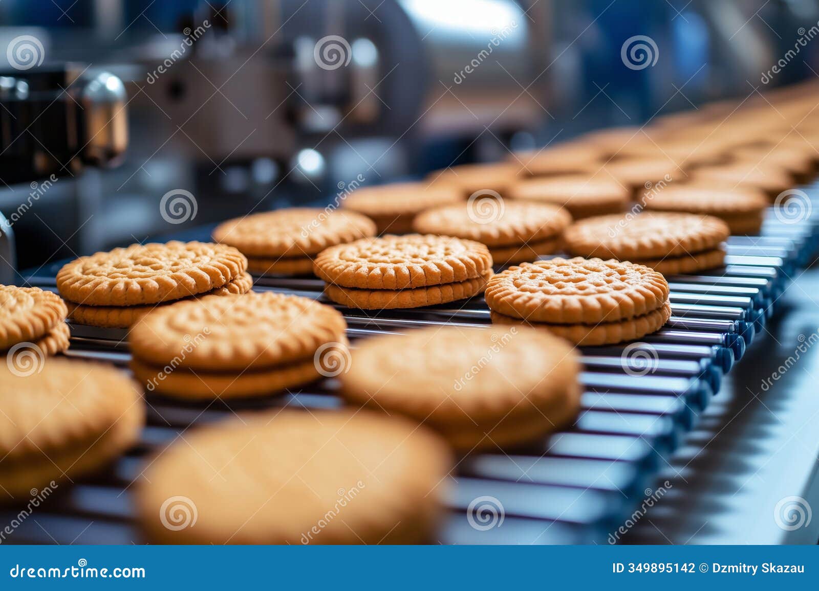 Biscuit Production Line Showcasing Efficient Manufacturing Process in Action Stock Photo - Image ...