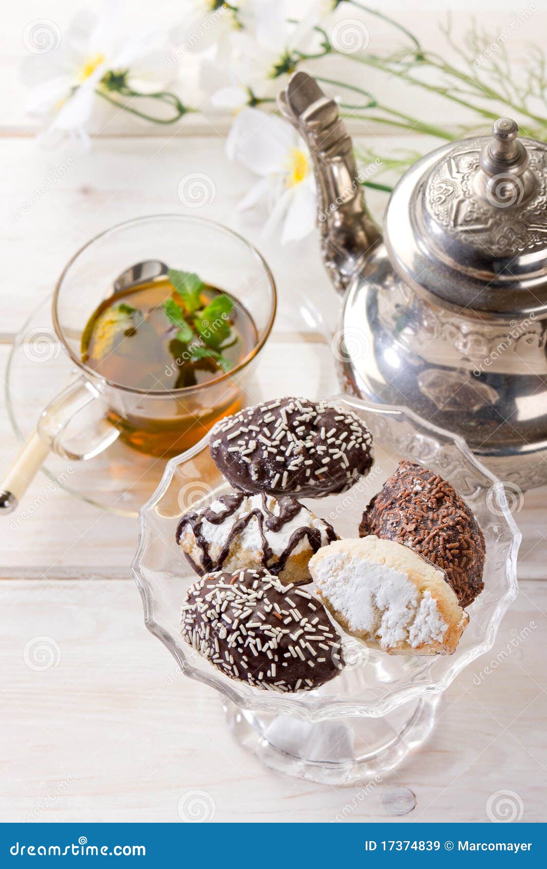 Biscuit and tea stock image. Image of coffee, delicious - 17374839