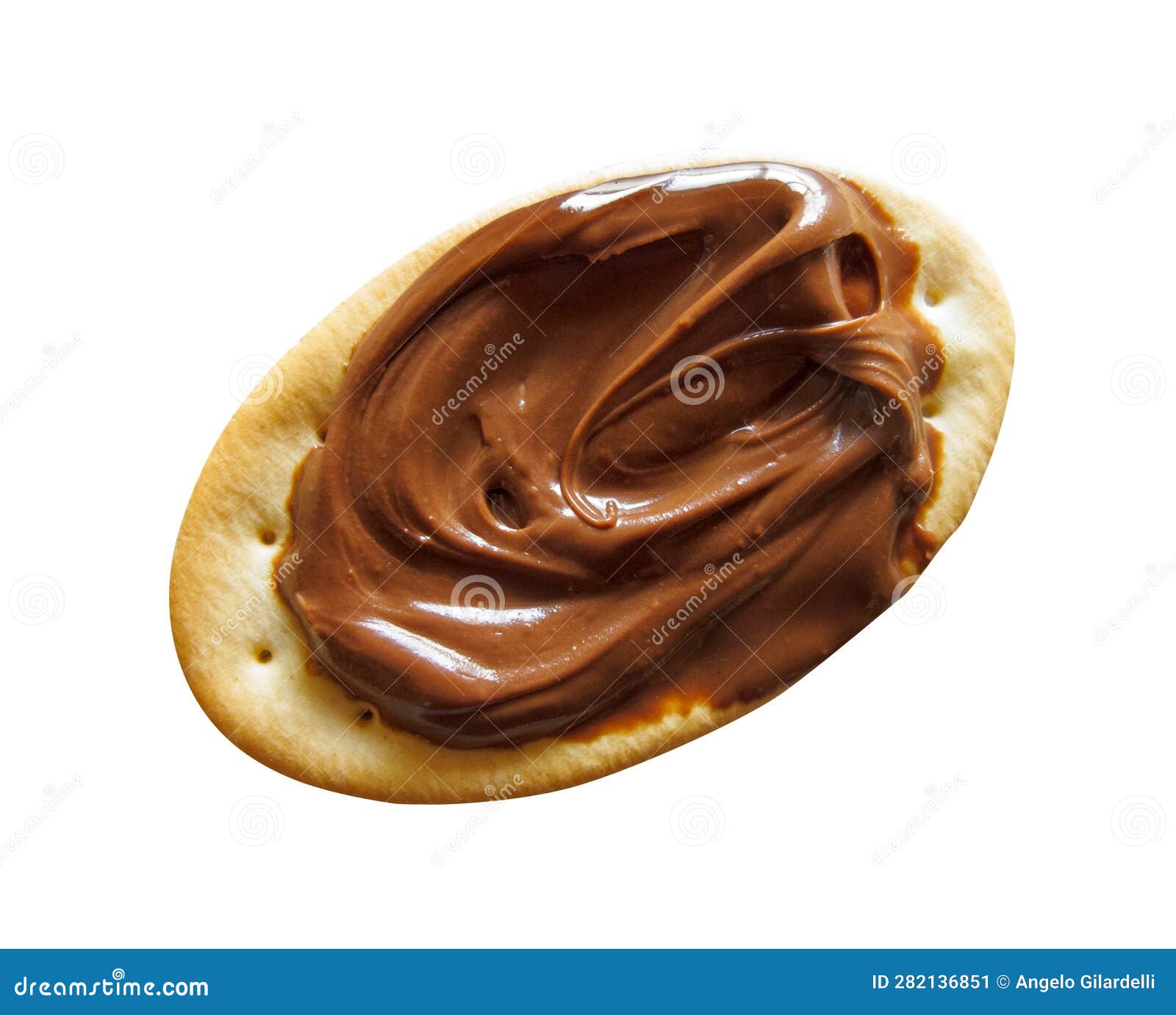 Biscuits of Bread, with Spreadable Chocolate Cream, Isolated on White ...