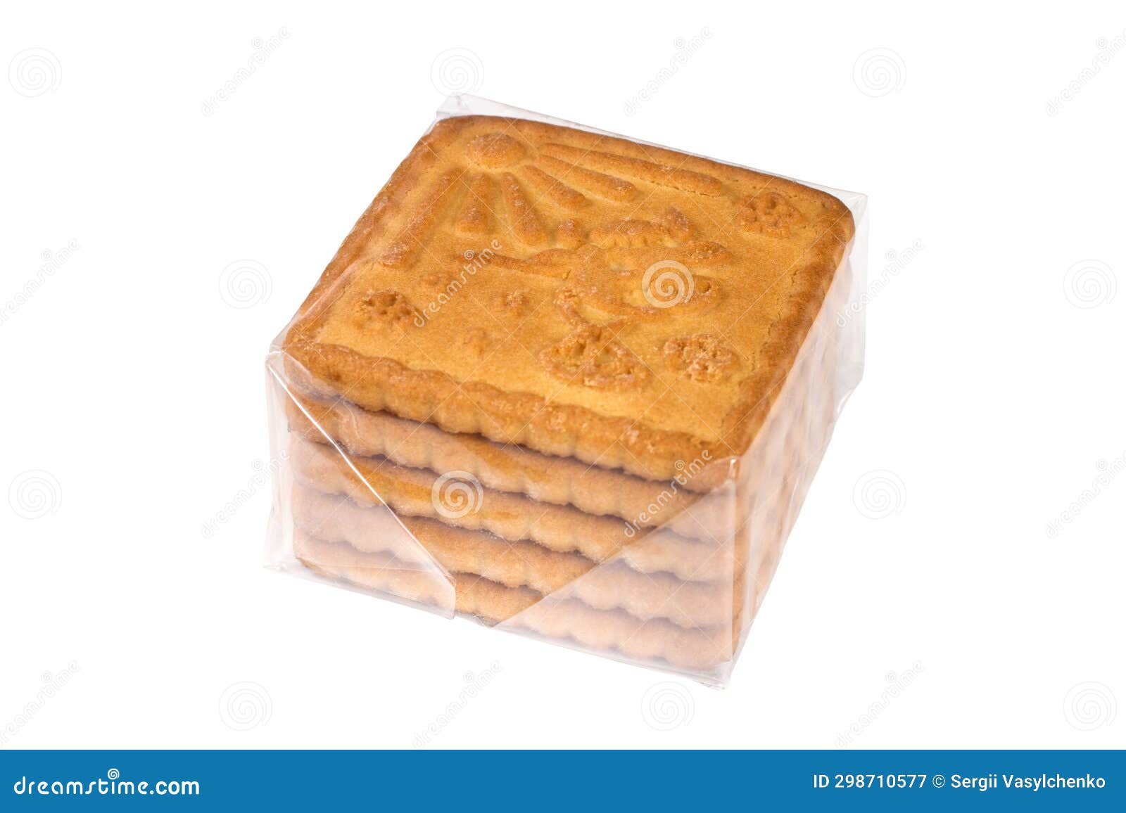 Biscuits in Cellophane Packaging on a White Background. Stock Image ...